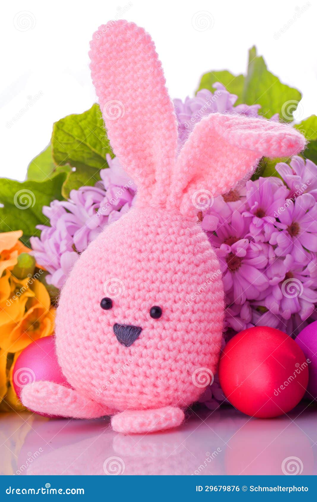 Easter Bunny with Colorful Flowers Stock Photo - Image of holiday ...