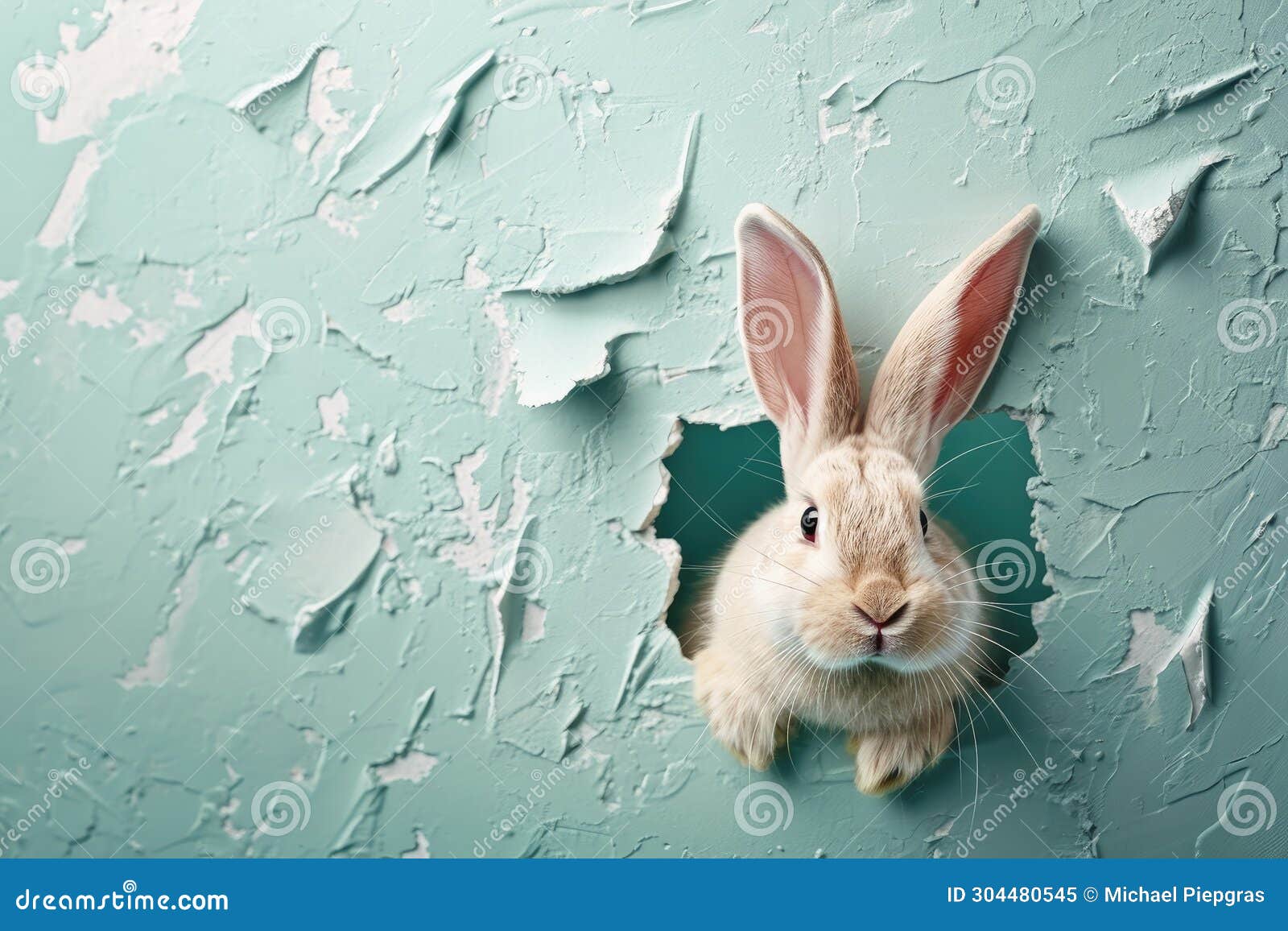 An Easter Bunny Coming Out of a Wall Stock Image - Image of adorable ...