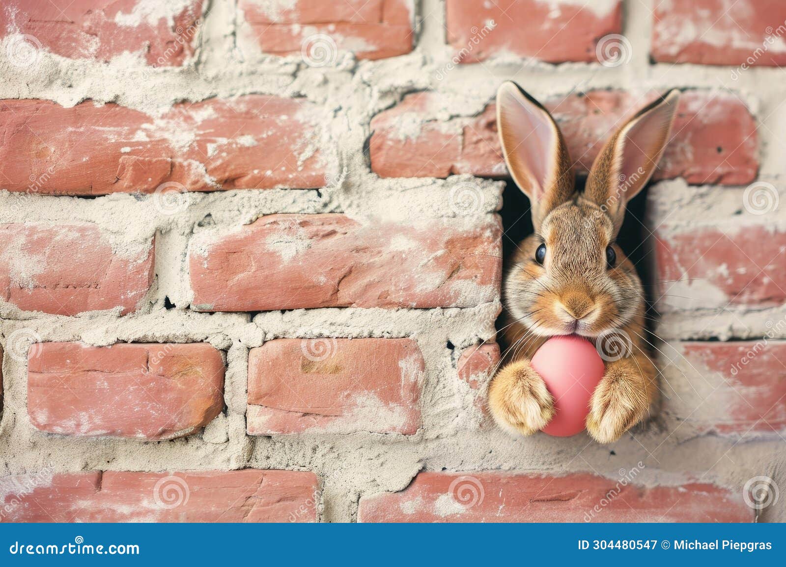 An Easter Bunny Coming Out of a Wall Stock Image - Image of happy ...