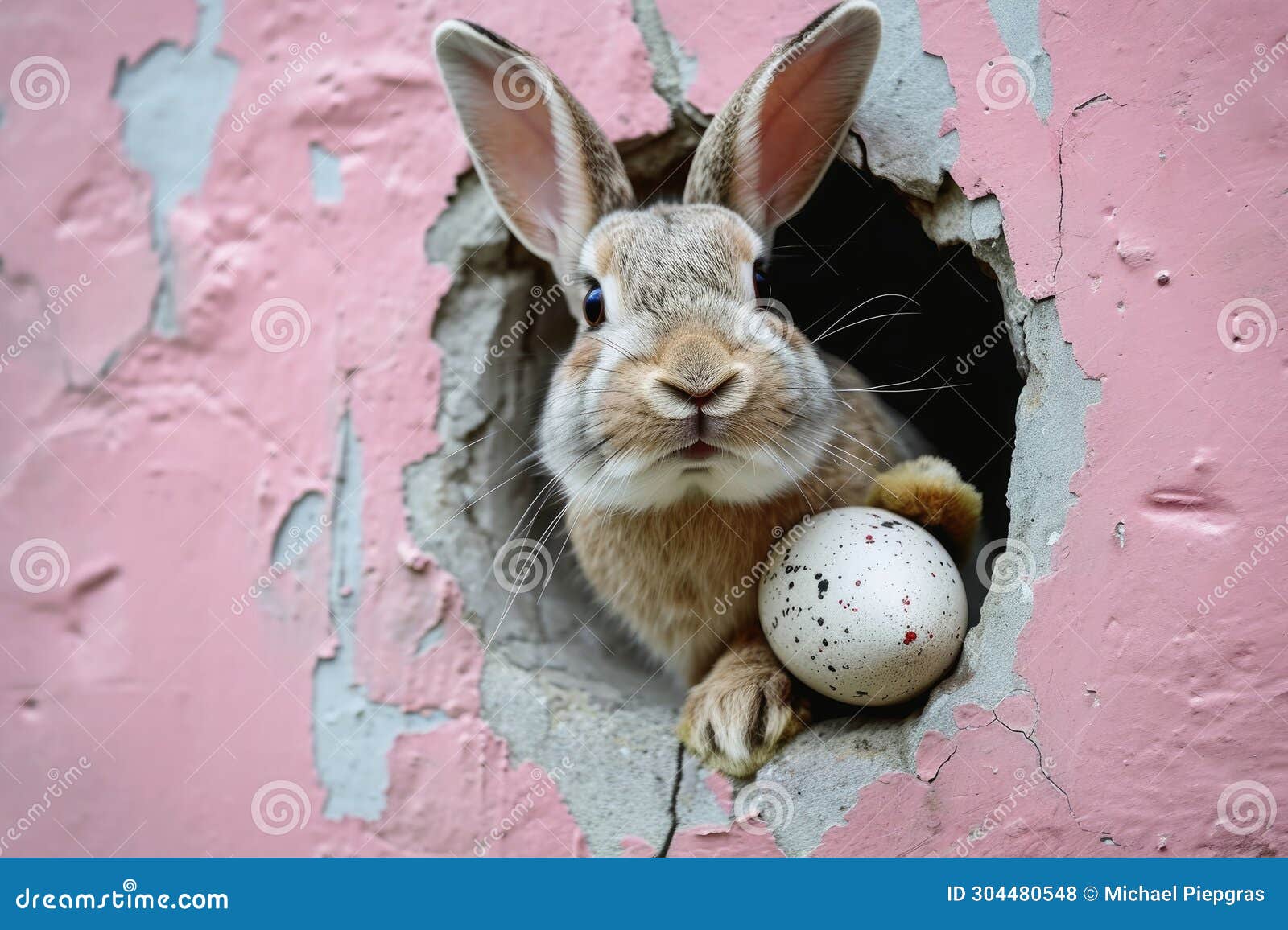 An Easter Bunny Coming Out of a Wall Stock Photo - Image of bunny ...