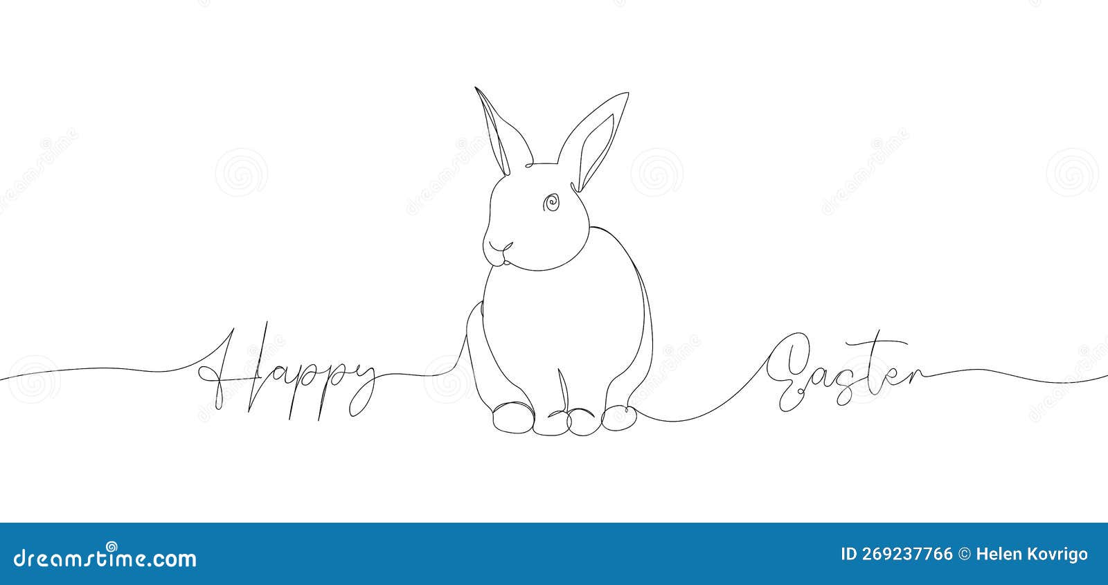 Easter Bunny Continuous One Line Drawing. Continuous Rabbit One Line ...