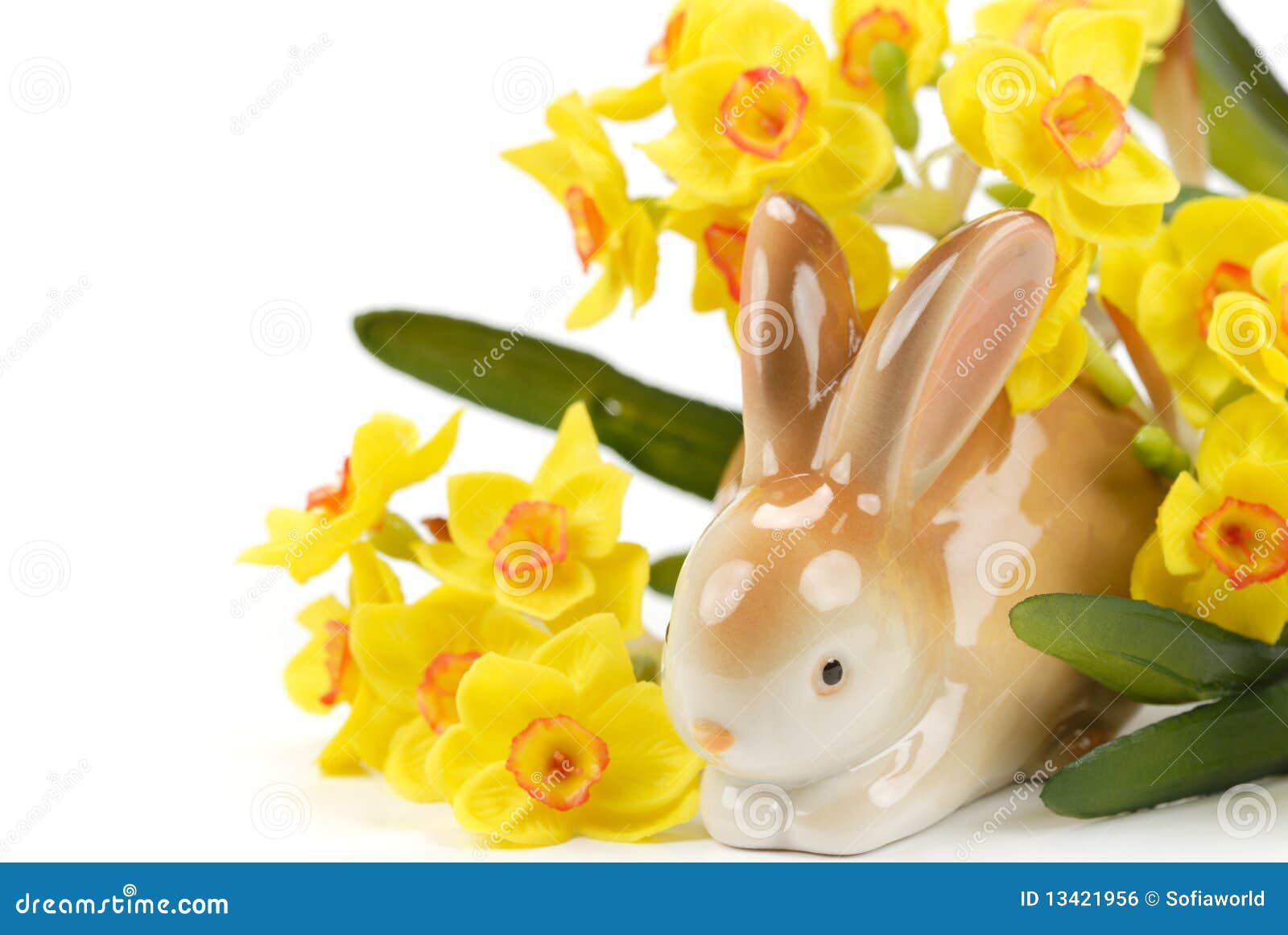 Easter bunny and daffodil stock photo. Image of horizontal - 13421956