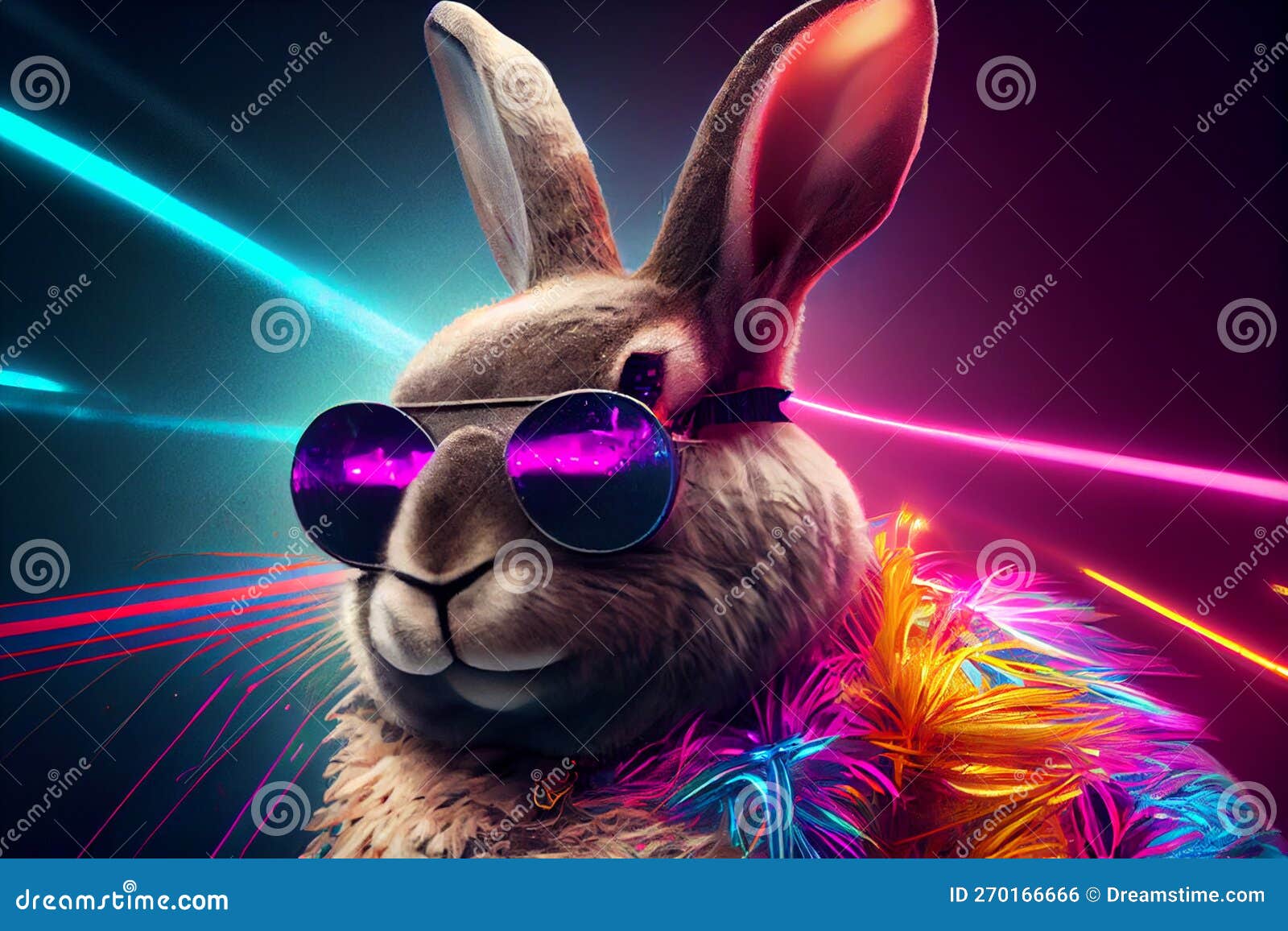 Easter Bunny on the Dance Floor in Disco Style. Easter Eggs are ...