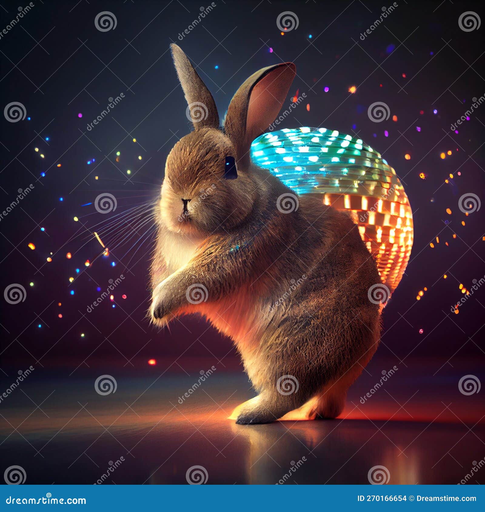Easter Bunny on the Dance Floor in Disco Style. Easter Eggs are ...