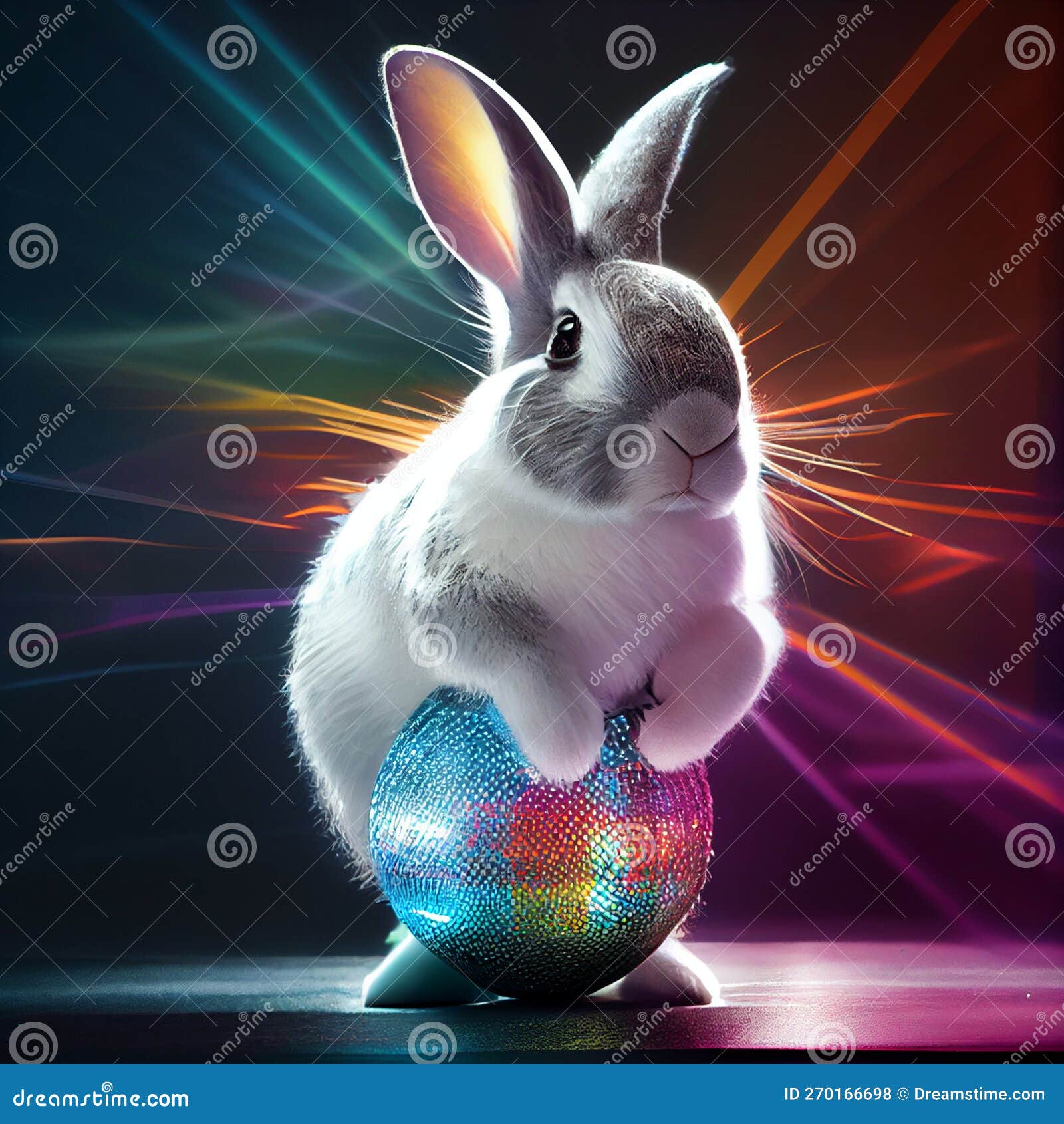 Easter Bunny on the Dance Floor in Disco Style. Easter Eggs are ...