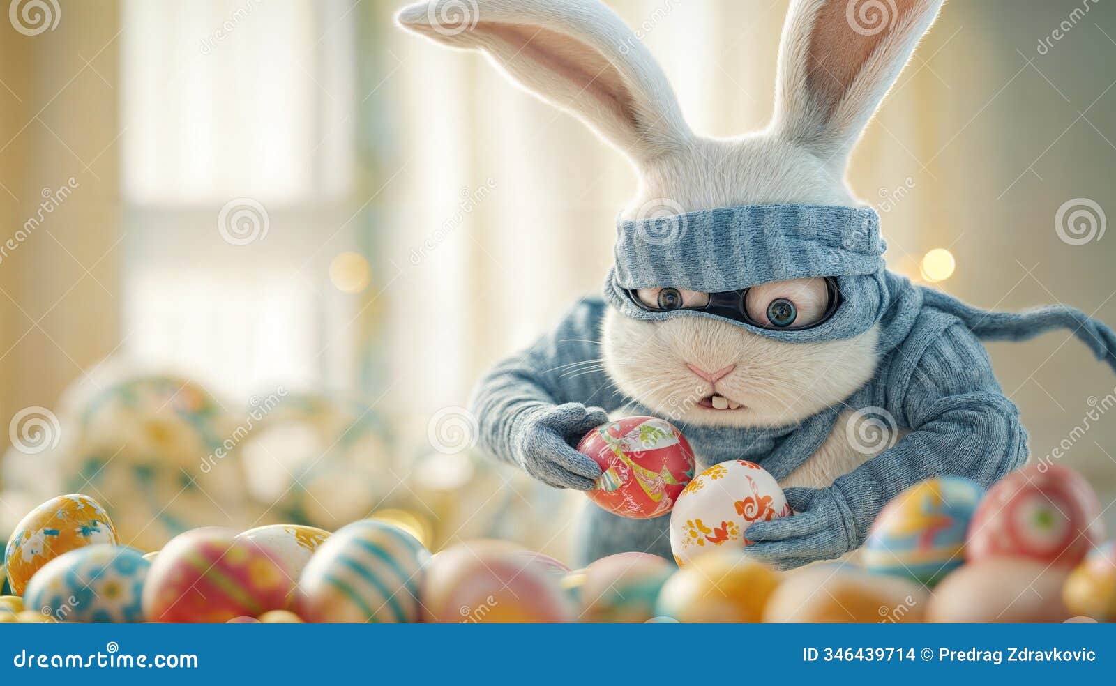 The Easter Bunny, Dressed As a Burglar, Steals Easter Eggs Stock ...