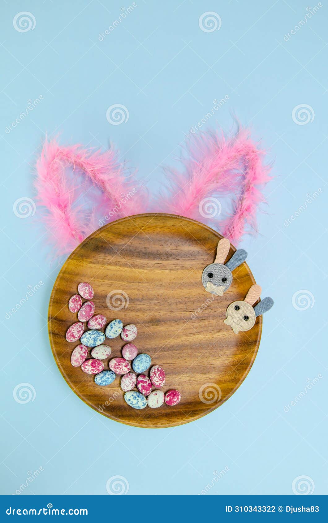 Easter Bunny Ears and Easter Egg Shaped Candies on Plate and Bunny ...