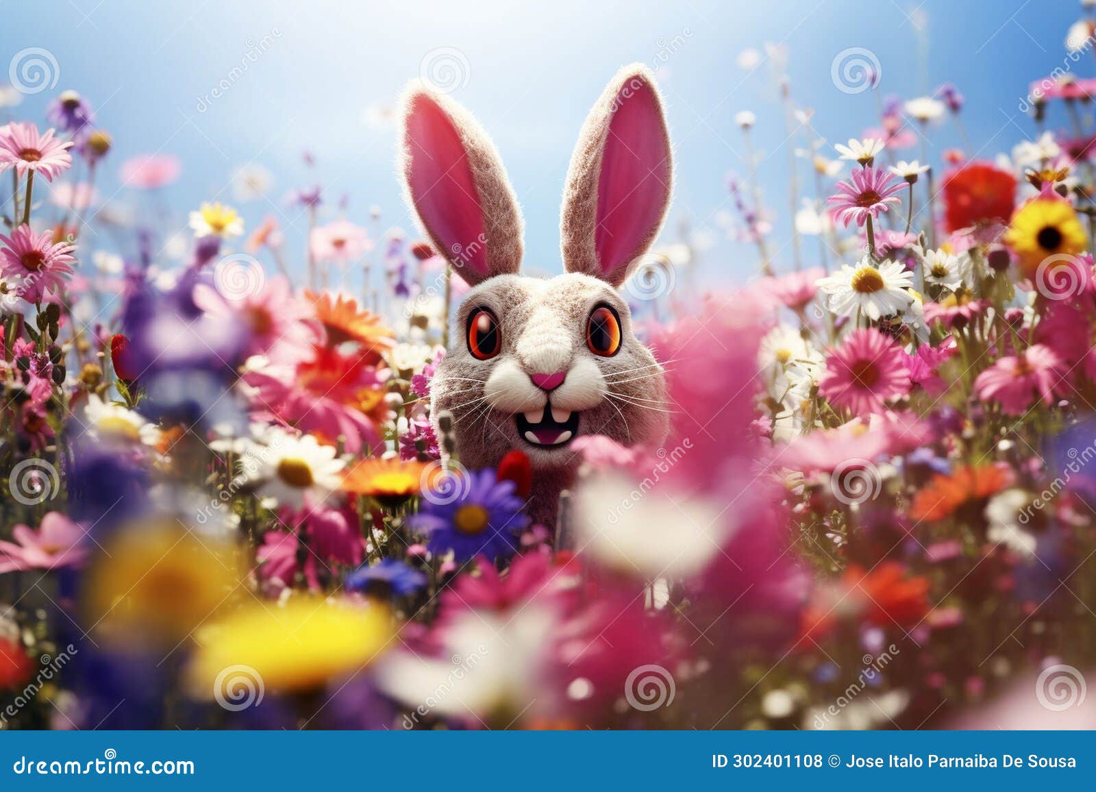 Easter Bunny Ears Peeking Out from a Field of Stock Illustration ...