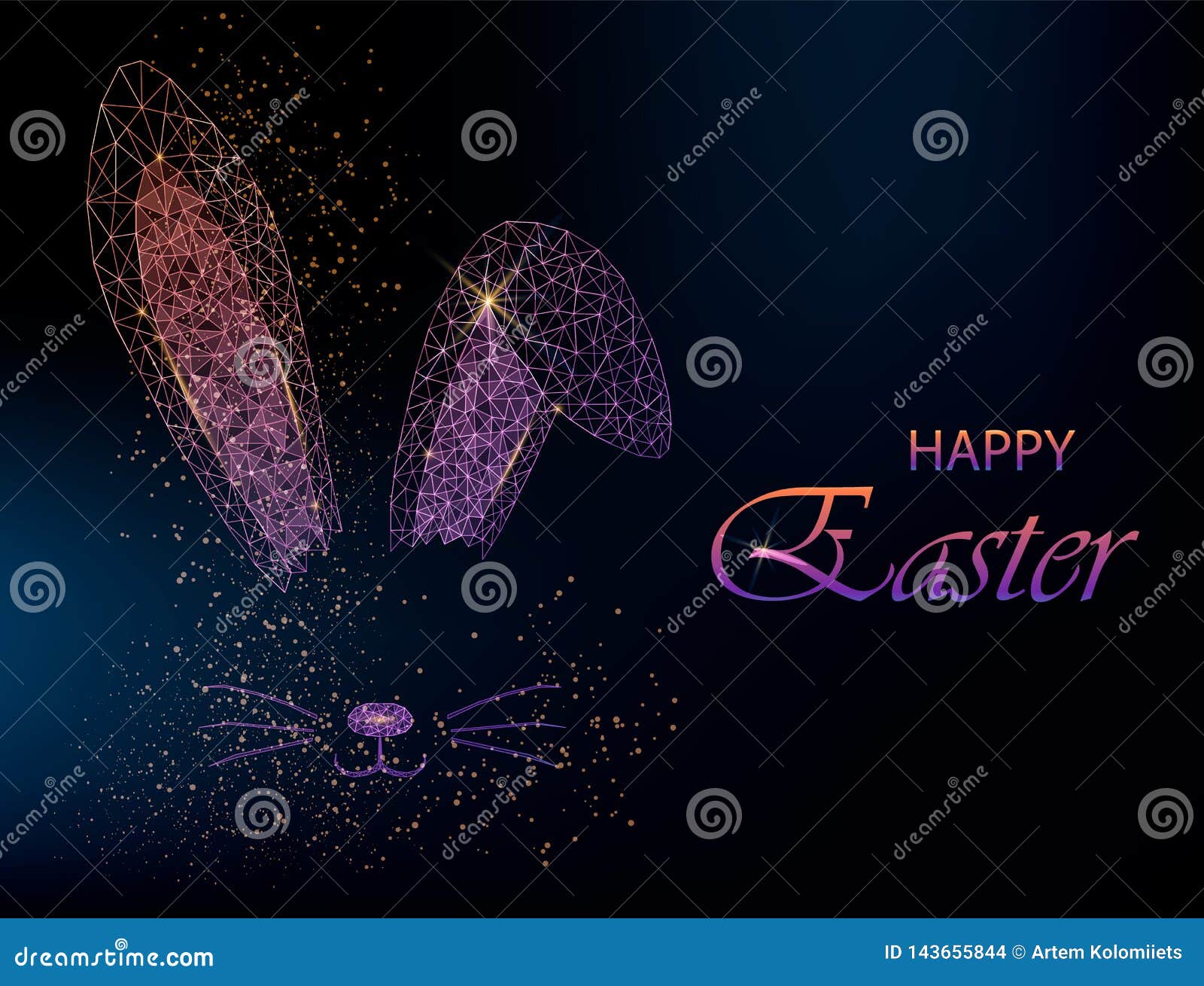 Easter Bunny Ears Silhouette. Polygonal Pink Rabbit Ears Stock Vector ...