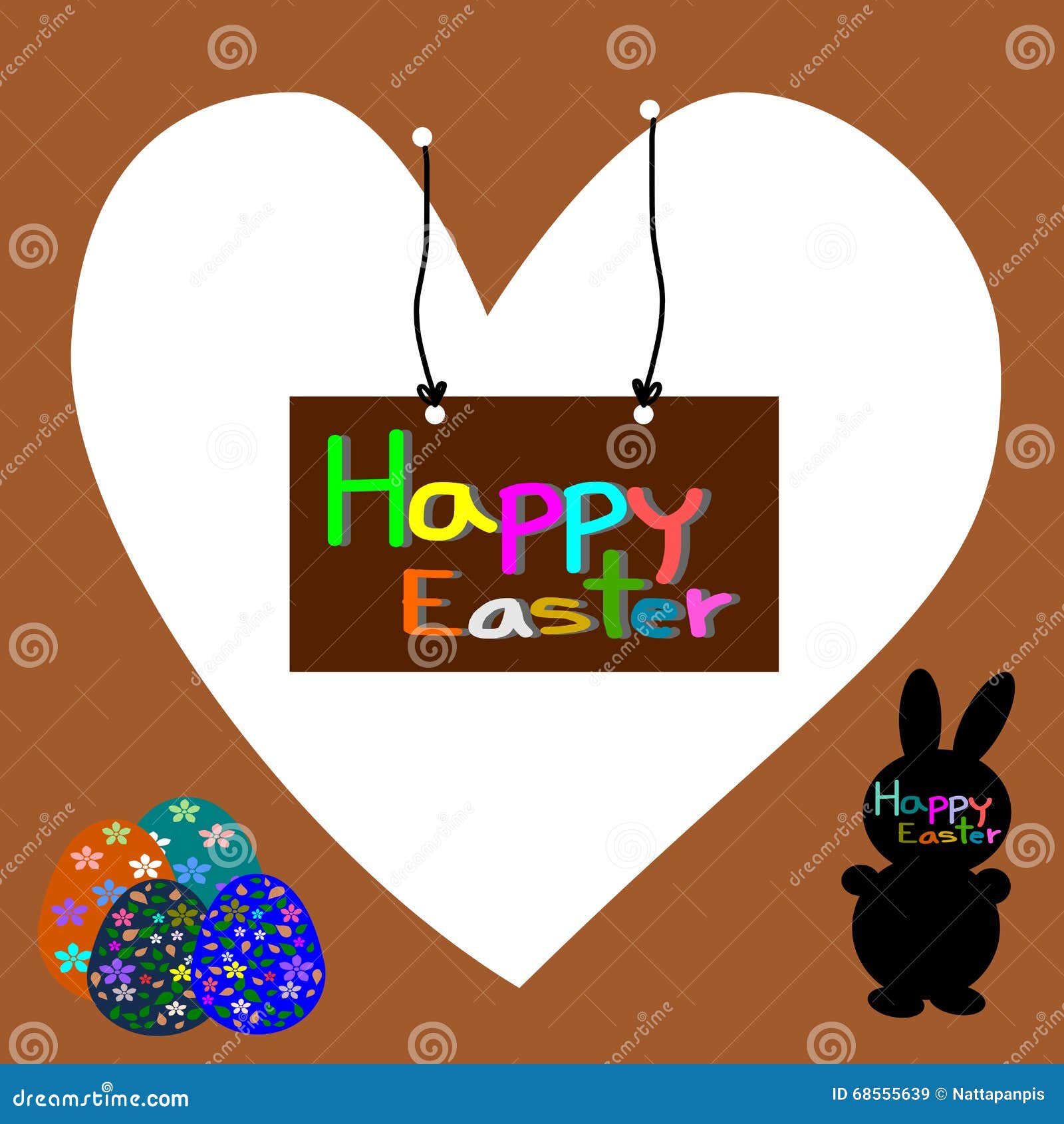 Easter Bunny and Easter Eggs in Heart Vector Stock Vector ...