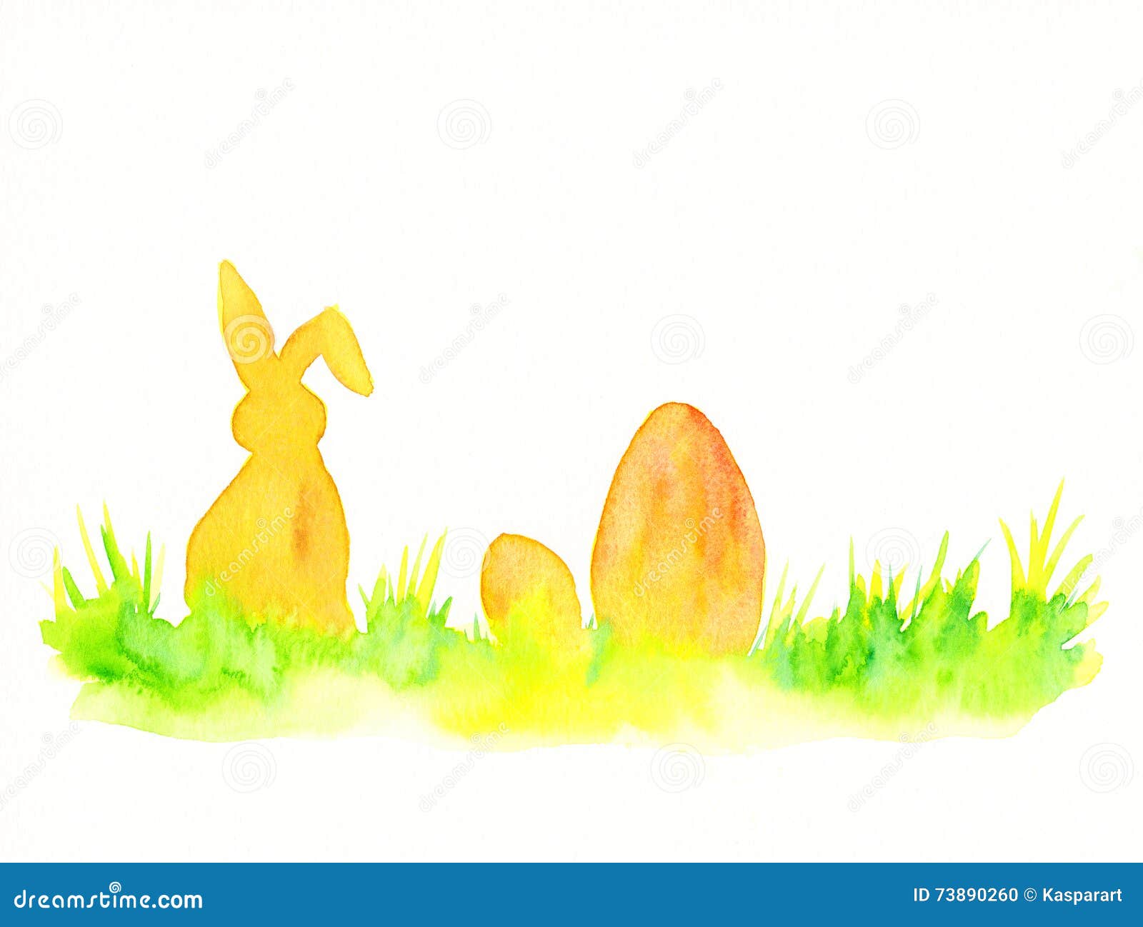 Easter Bunny with Easter Eggs Watercolor Painting Stock Illustration ...