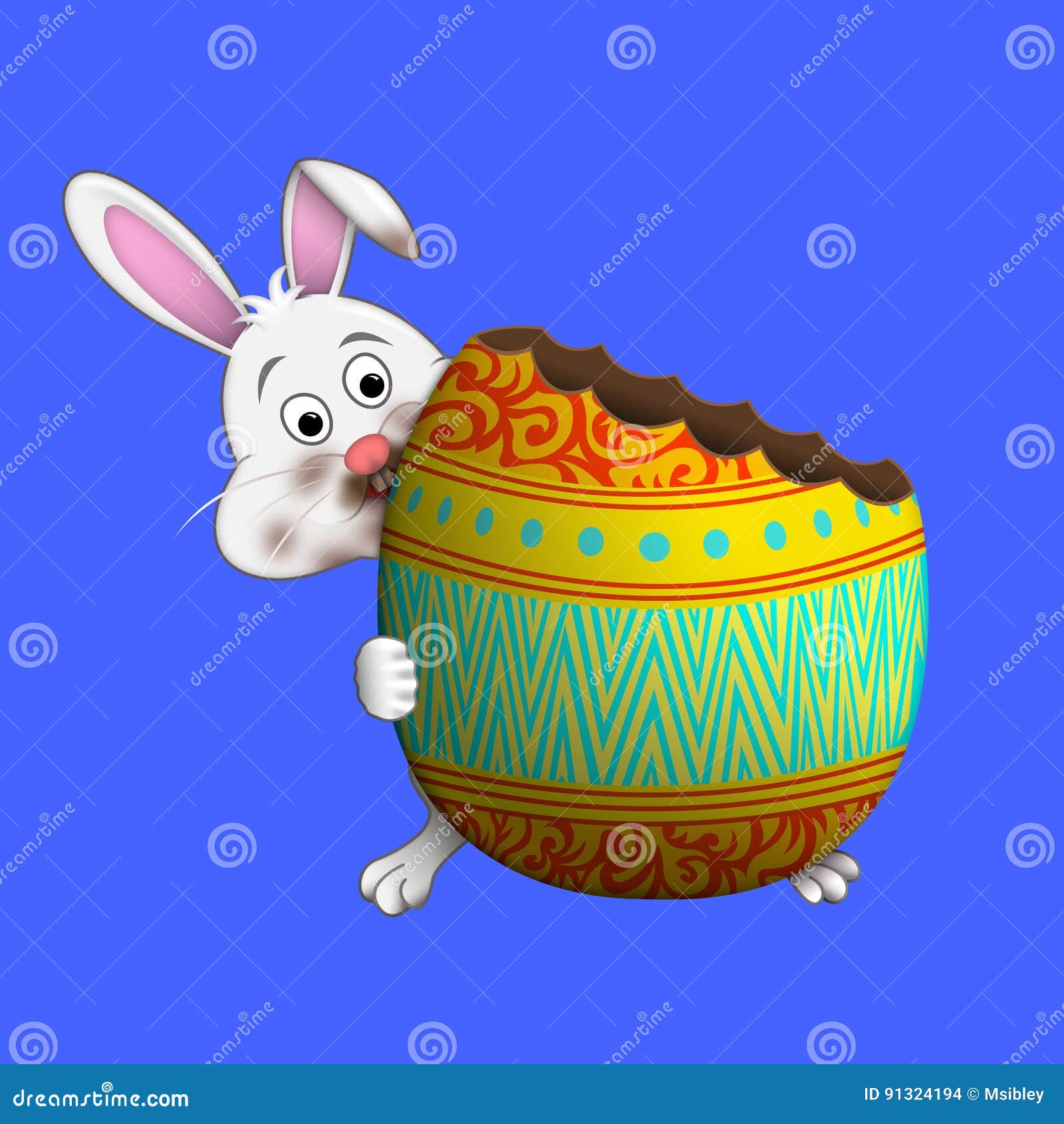 Easter Bunny Eating Easter Egg Stock Photo - Illustration of giant ...