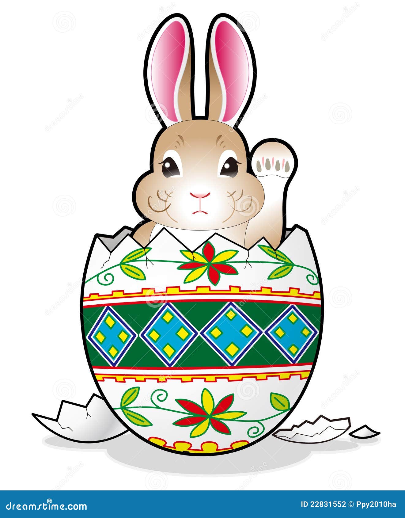 Easter bunny in the egg stock illustration. Illustration of hiding ...