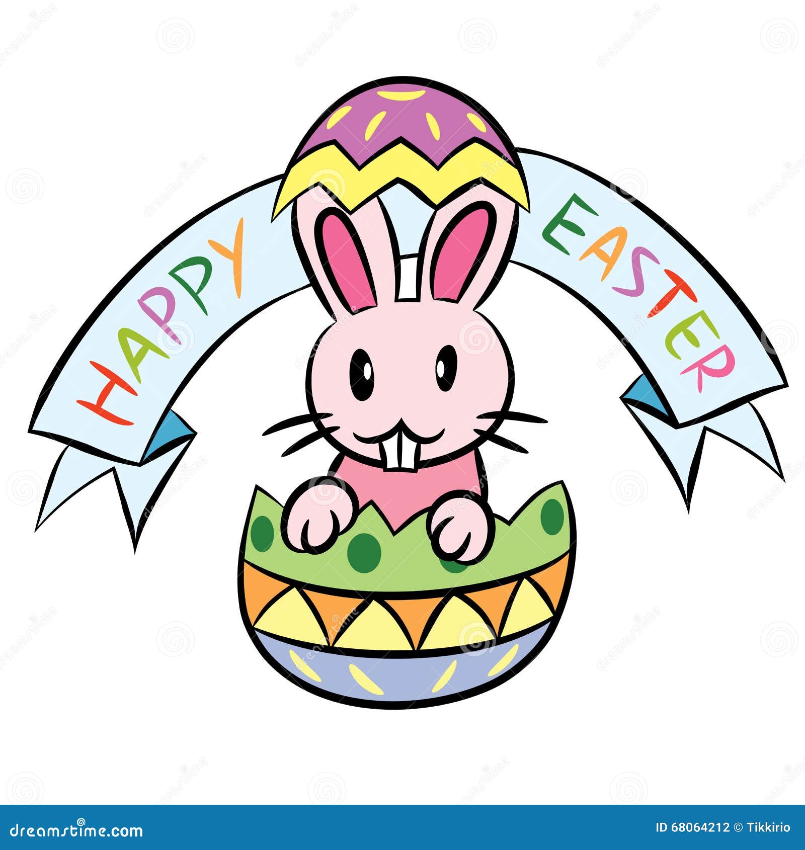 Easter Bunny in Egg Cartoon Stock Vector - Illustration of greeting ...