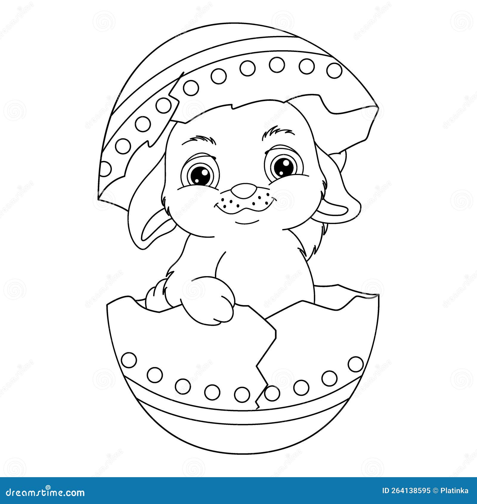 Easter Bunny in Egg Coloring Page Cartoon Vector Illustration Stock ...