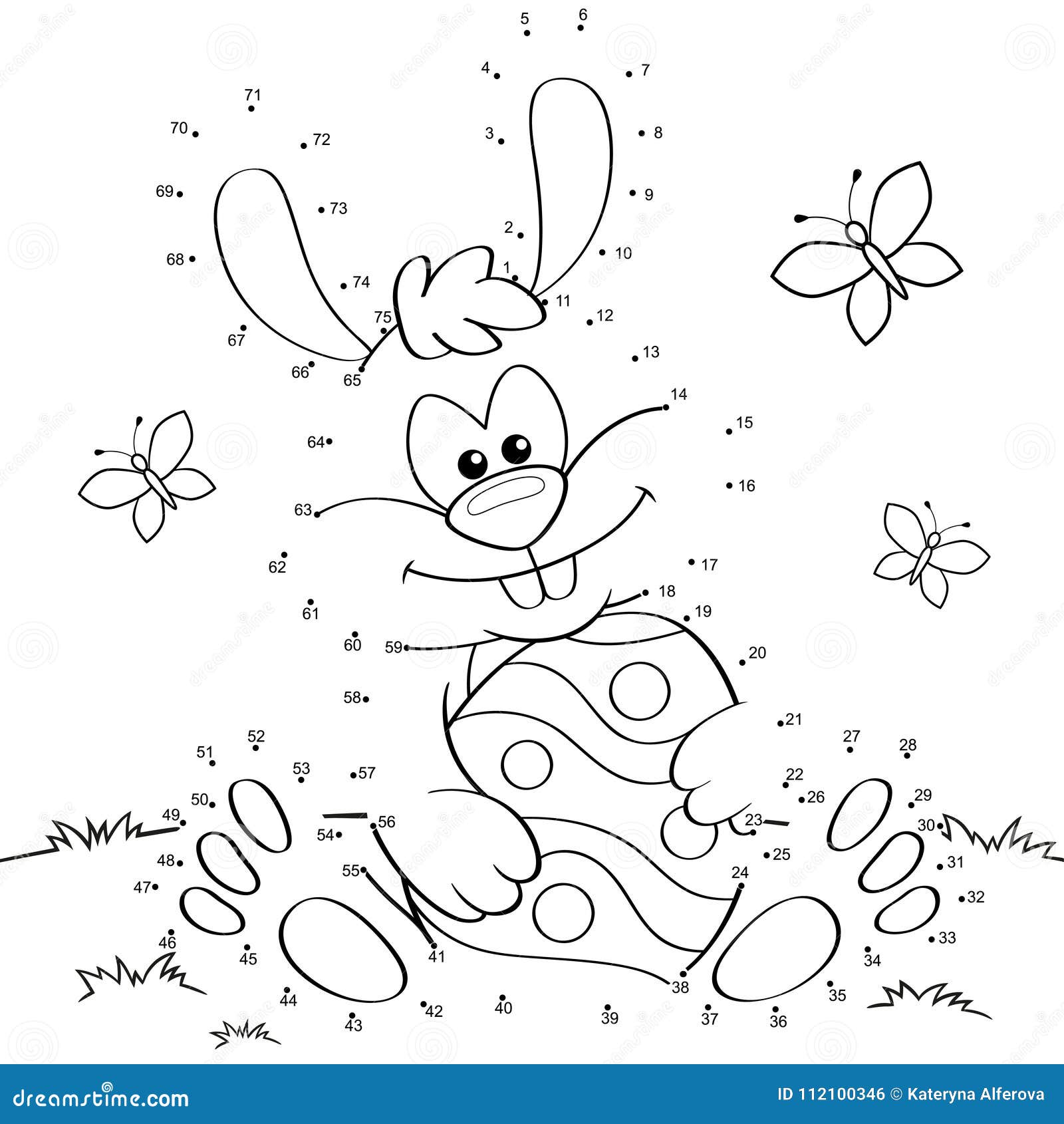 Easter Bunny with Egg. Dot To Dot Game Stock Vector - Illustration of ...