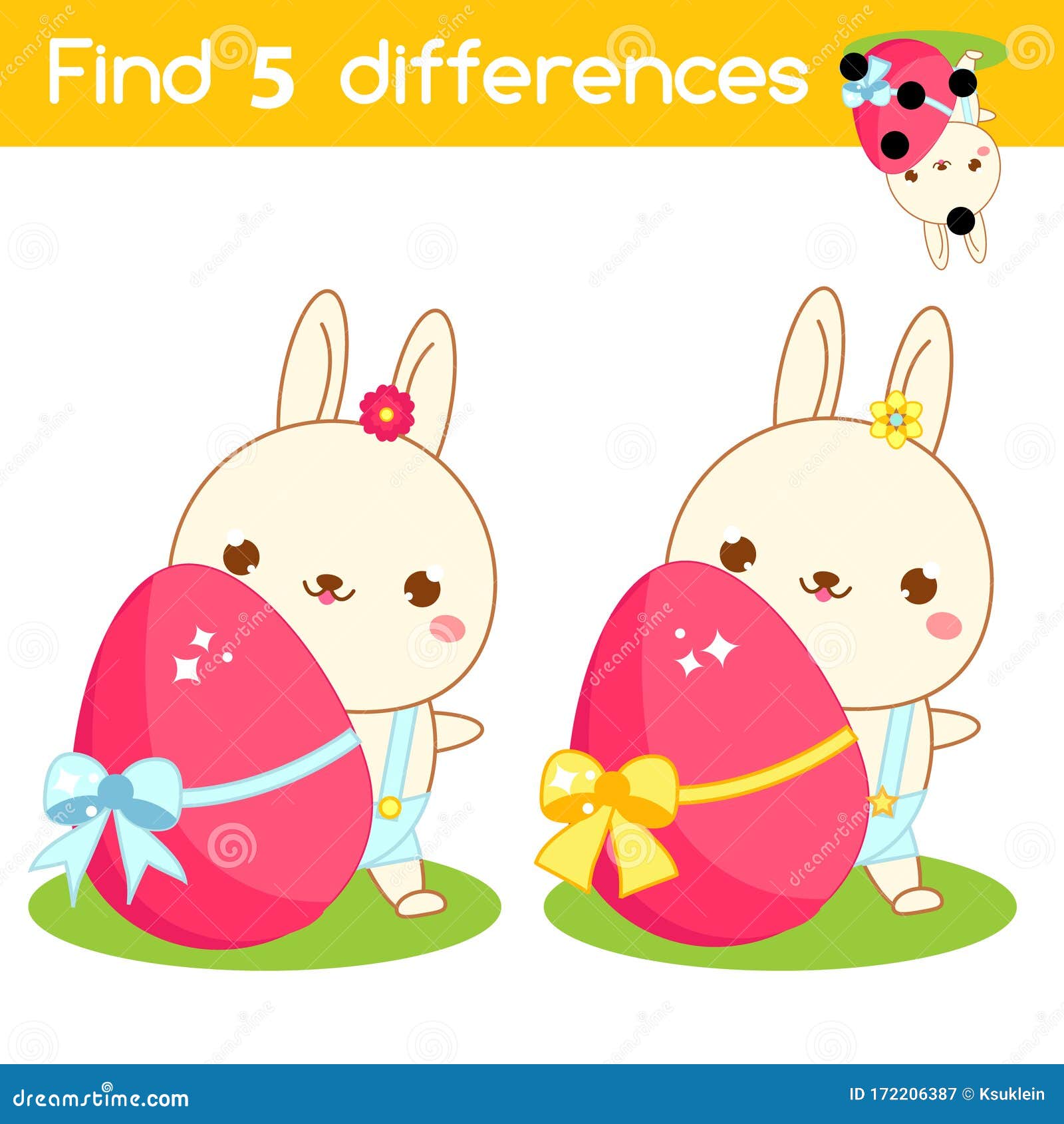 Easter Bunny with Egg. Find the Differences Educational Children Game ...