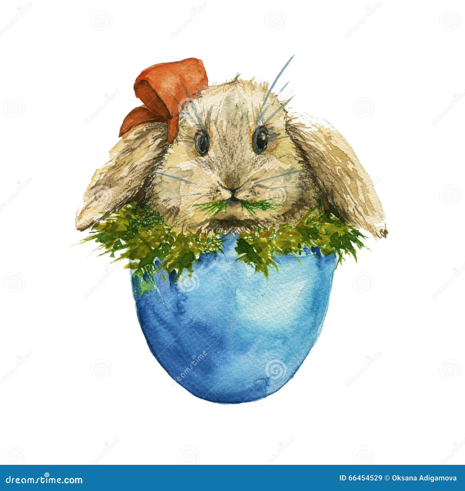 Easter Bunny in Egg. Isolated. Watercolor Stock Illustration ...