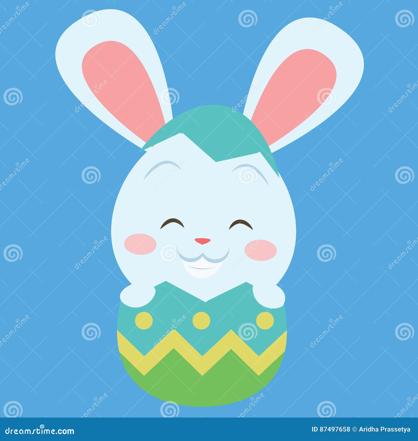 Easter Bunny on the Egg Vector Art Stock Vector - Illustration of ...