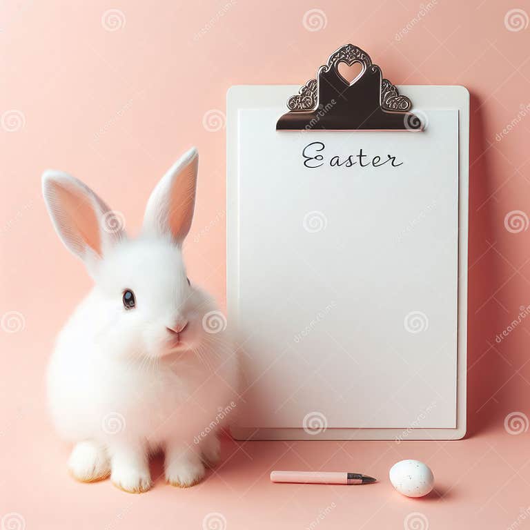 Easter Bunny with Easter Eggs on Background with a Frame for Text. Easter Holiday Concept. Copy ...