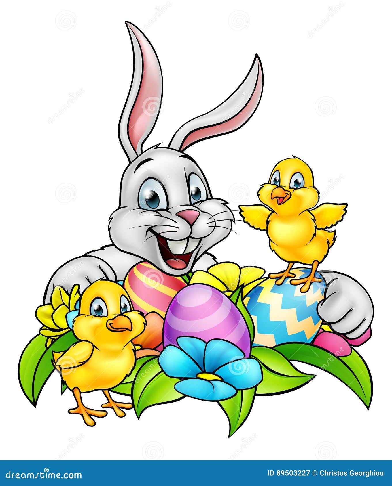 Easter Bunny Eggs and Chicks Stock Vector - Illustration of funny ...