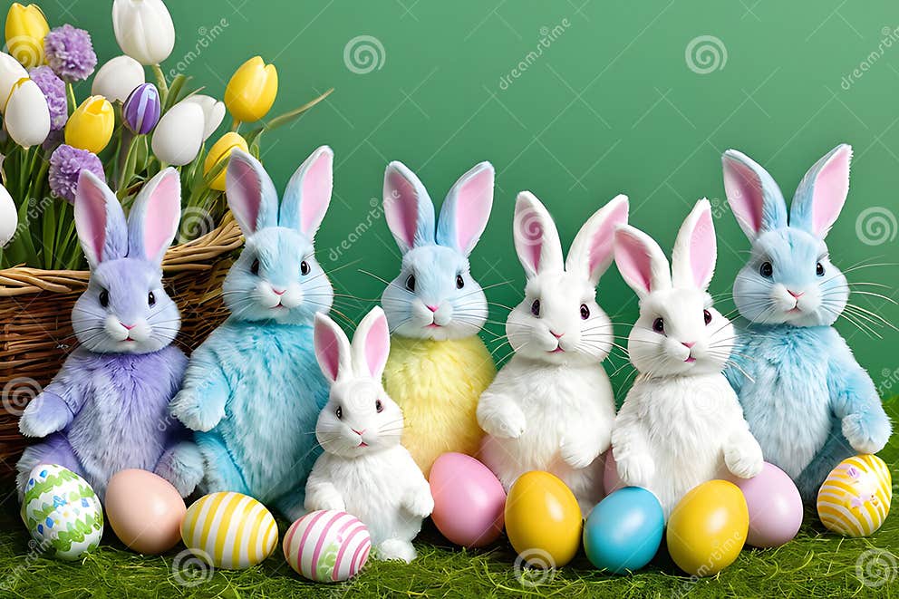 Easter Bunny and Easter Eggs, a Delightful Array of Easter Bunnies with ...