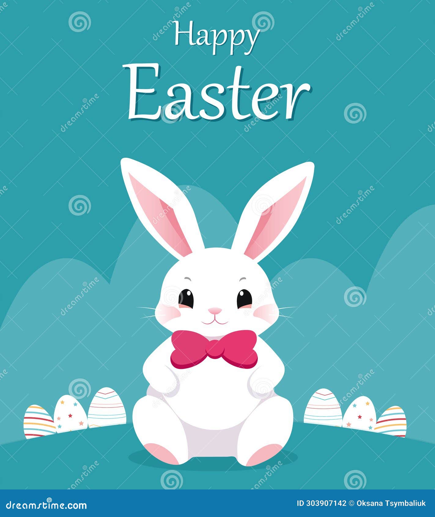 Easter Bunny with Easter Eggs. Easter Greeting Card with Bunny. Happy ...