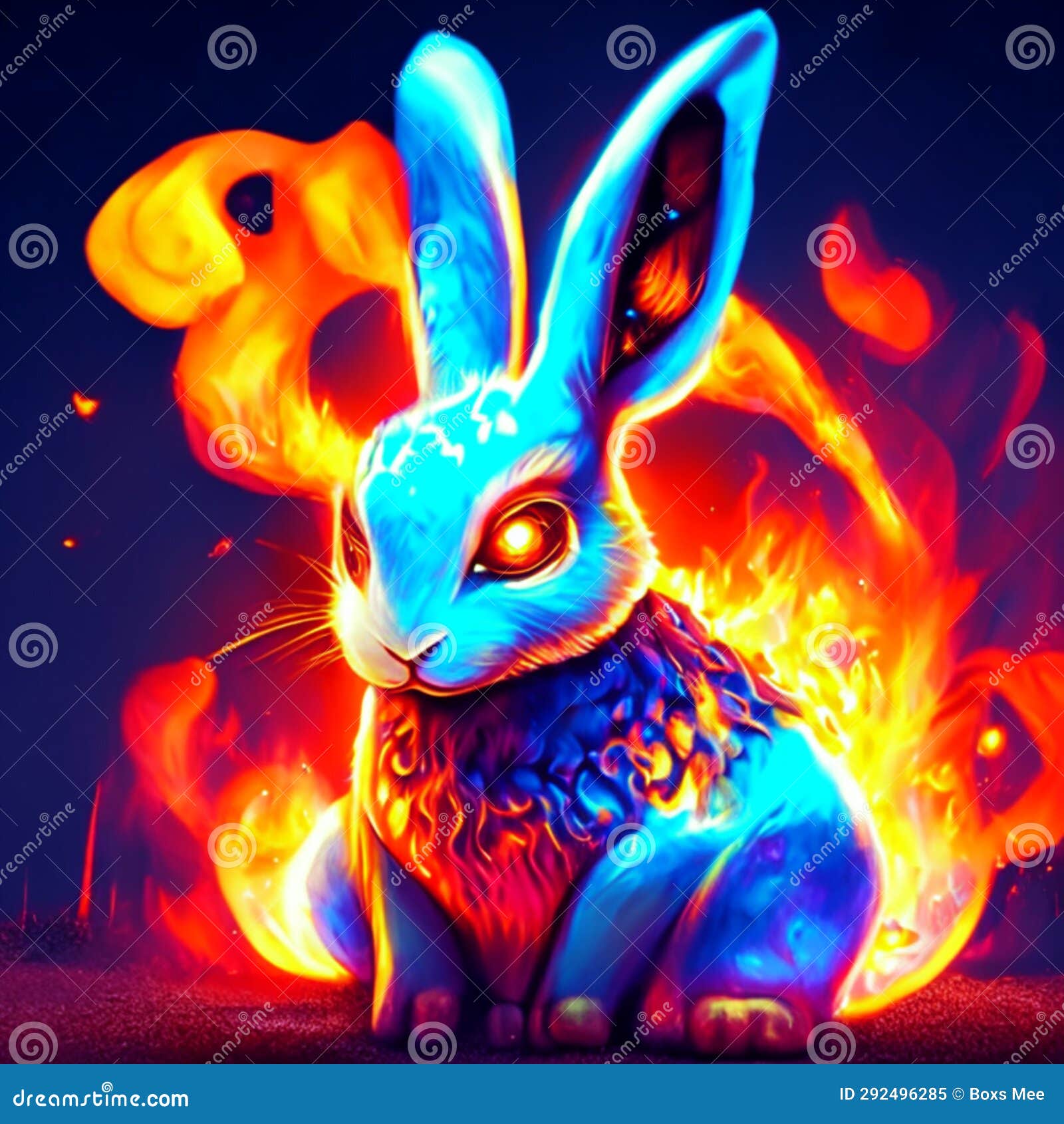Easter Bunny in the Fire. Colorful Background with Rabbit Stock ...