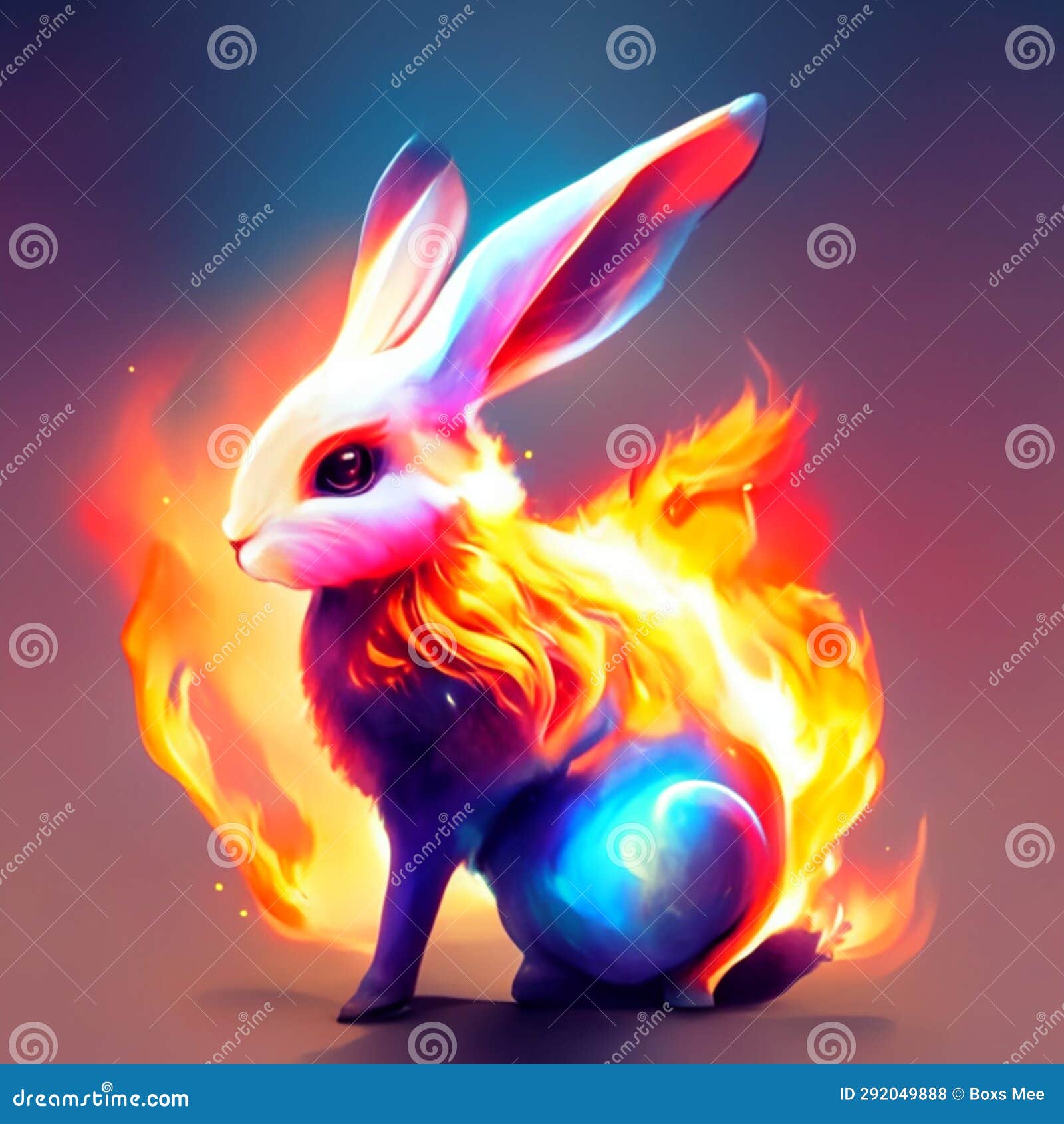 Easter Bunny in the Fire. Vector Illustration for Your Design Stock ...