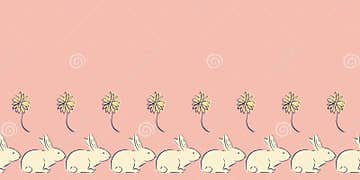 Easter Bunny Flower Frame Border Seamless Pattern Stock Vector ...