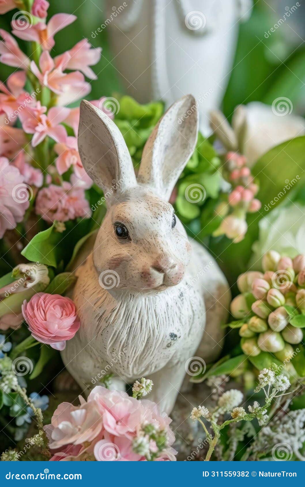 Easter Bunny with Flowers Rabbit in the Grass Rabbit in the Garden ...