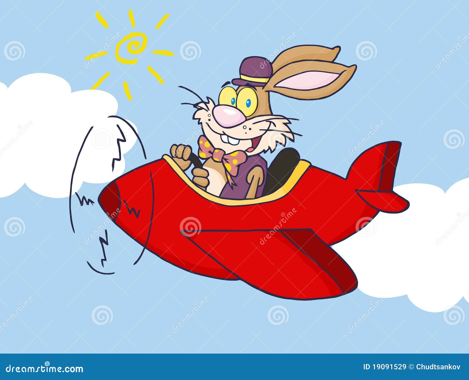 Easter Bunny Flying a Red Plane Stock Vector - Illustration of ...