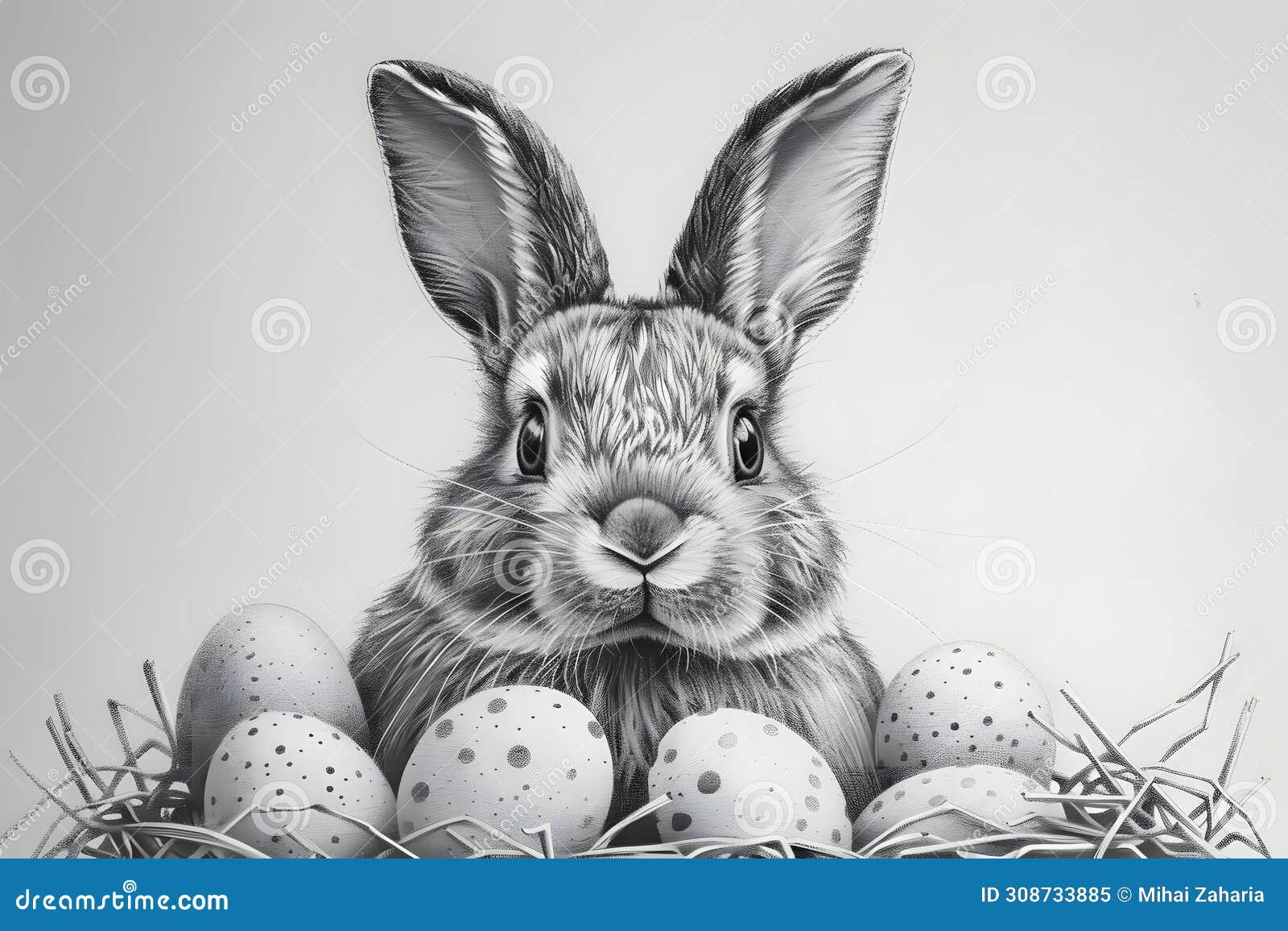 The Easter Bunny. Funny Pencil Drawing, Sketch Stock Illustration ...