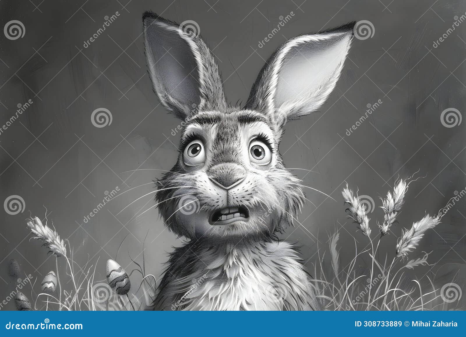 The Easter Bunny. Funny Pencil Drawing, Sketch Stock Illustration ...
