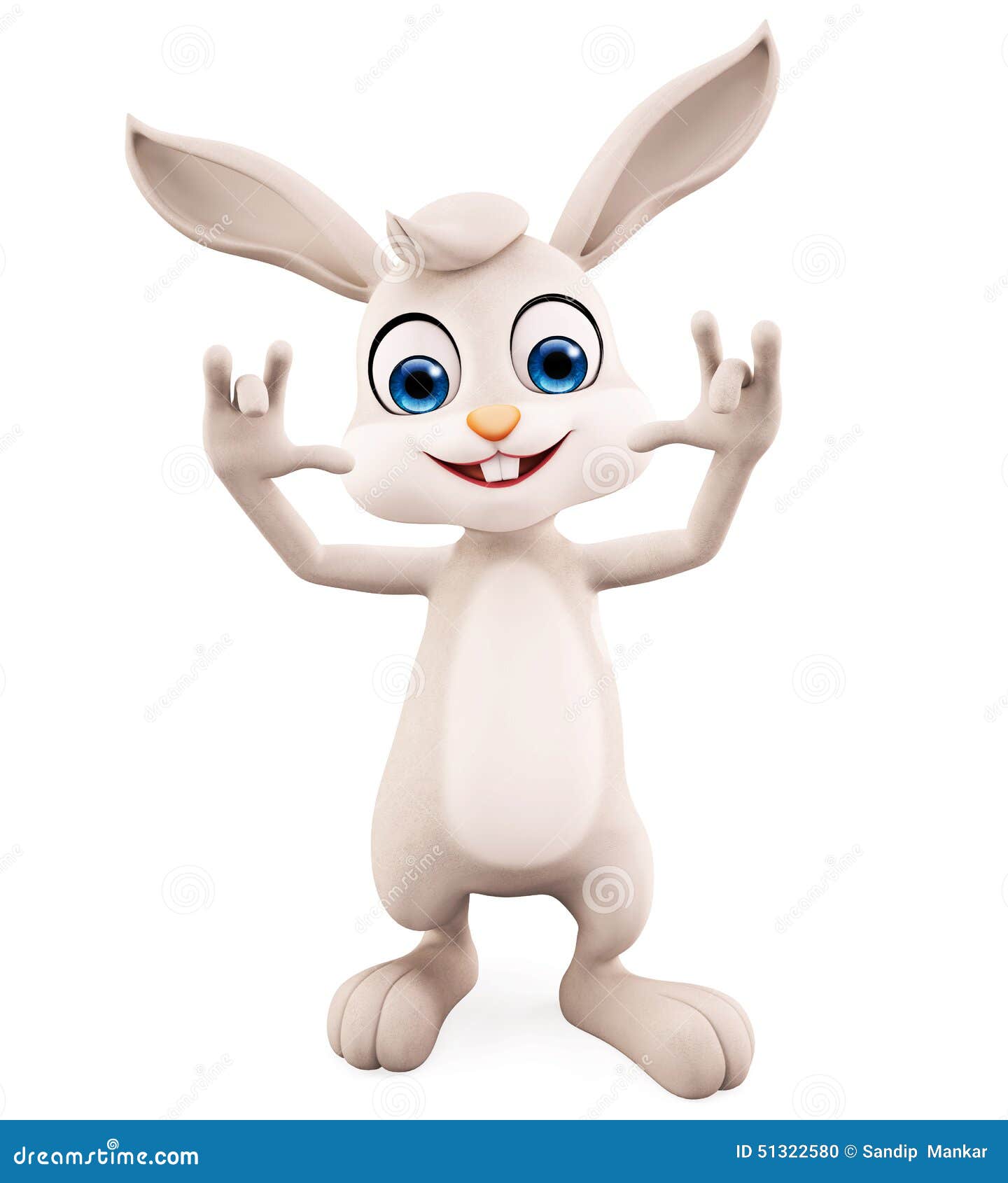 Easter Bunny with Funny Pose Stock Illustration - Illustration of cute ...