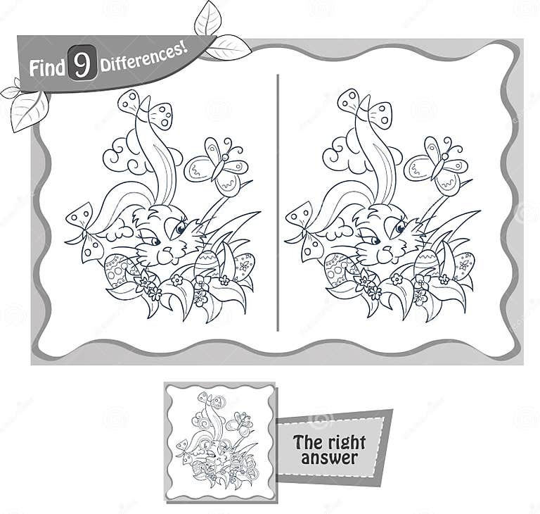Easter Bunny Game 9 Differences Book Stock Illustration - Illustration ...