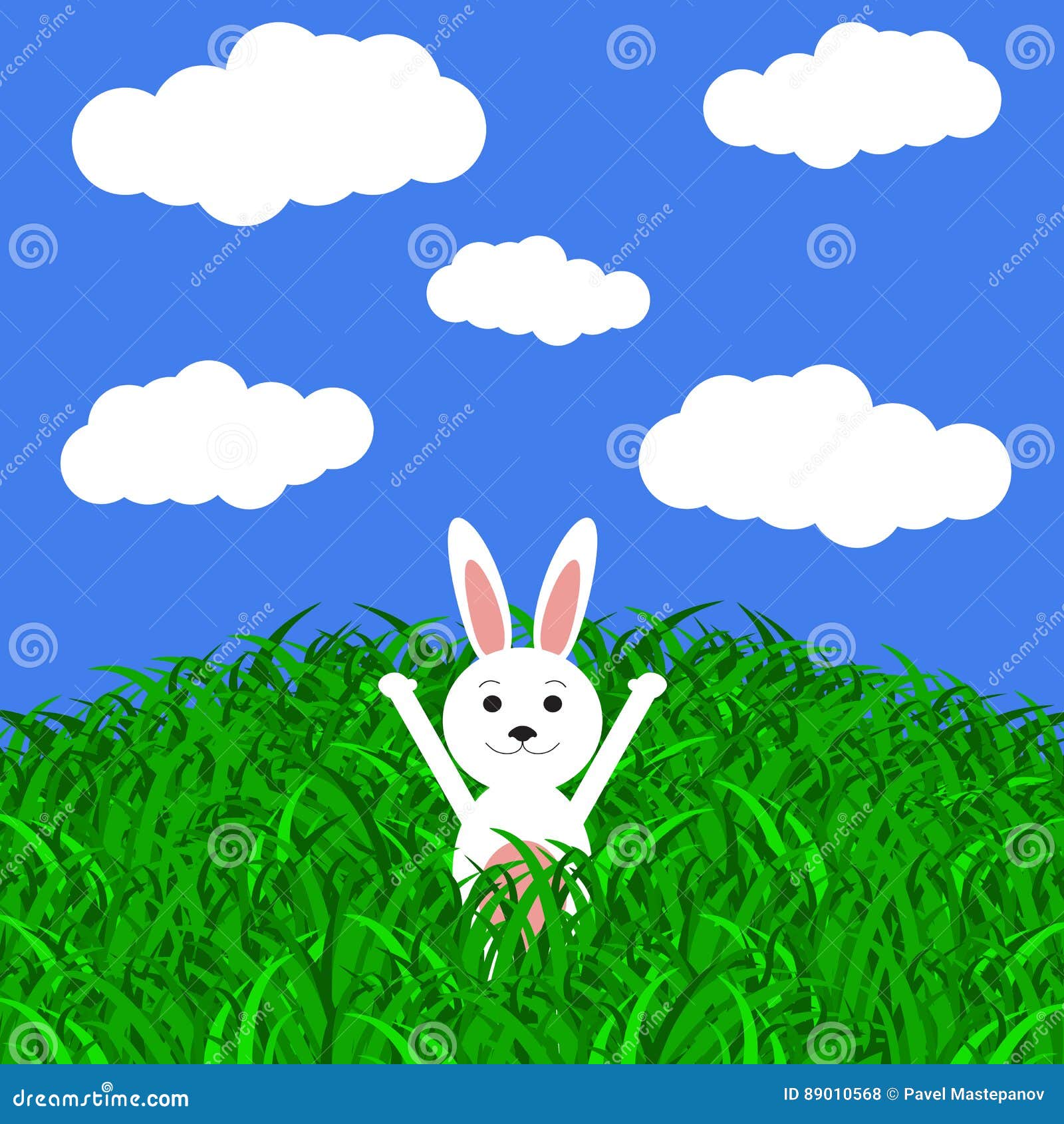 Easter bunny in the grass stock vector. Illustration of beast - 89010568