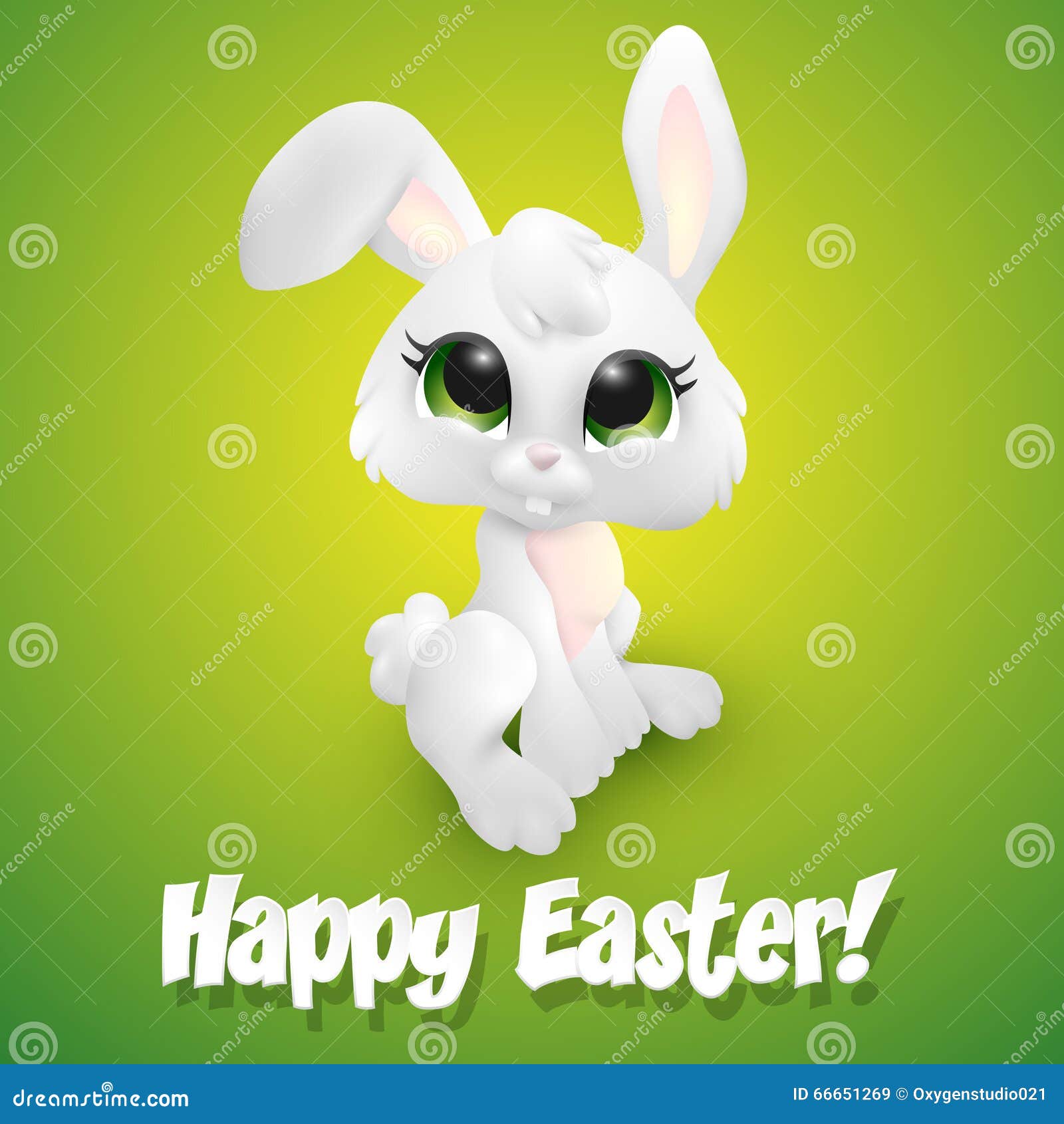 Easter Bunny on a Green Background Stock Illustration - Illustration of ...