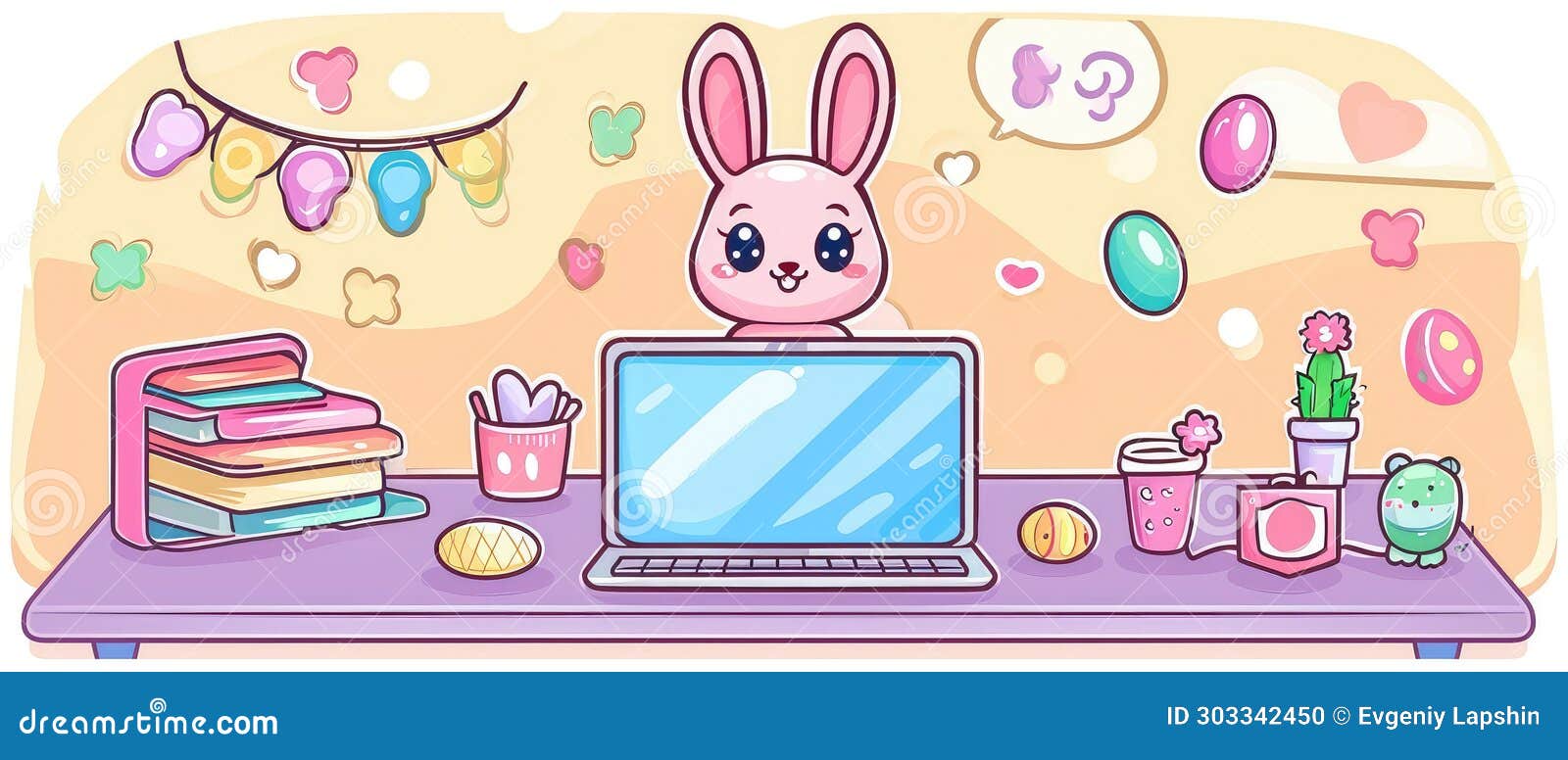 The Easter Bunny Hacker is Working on a Laptop. Generated by AI Stock ...