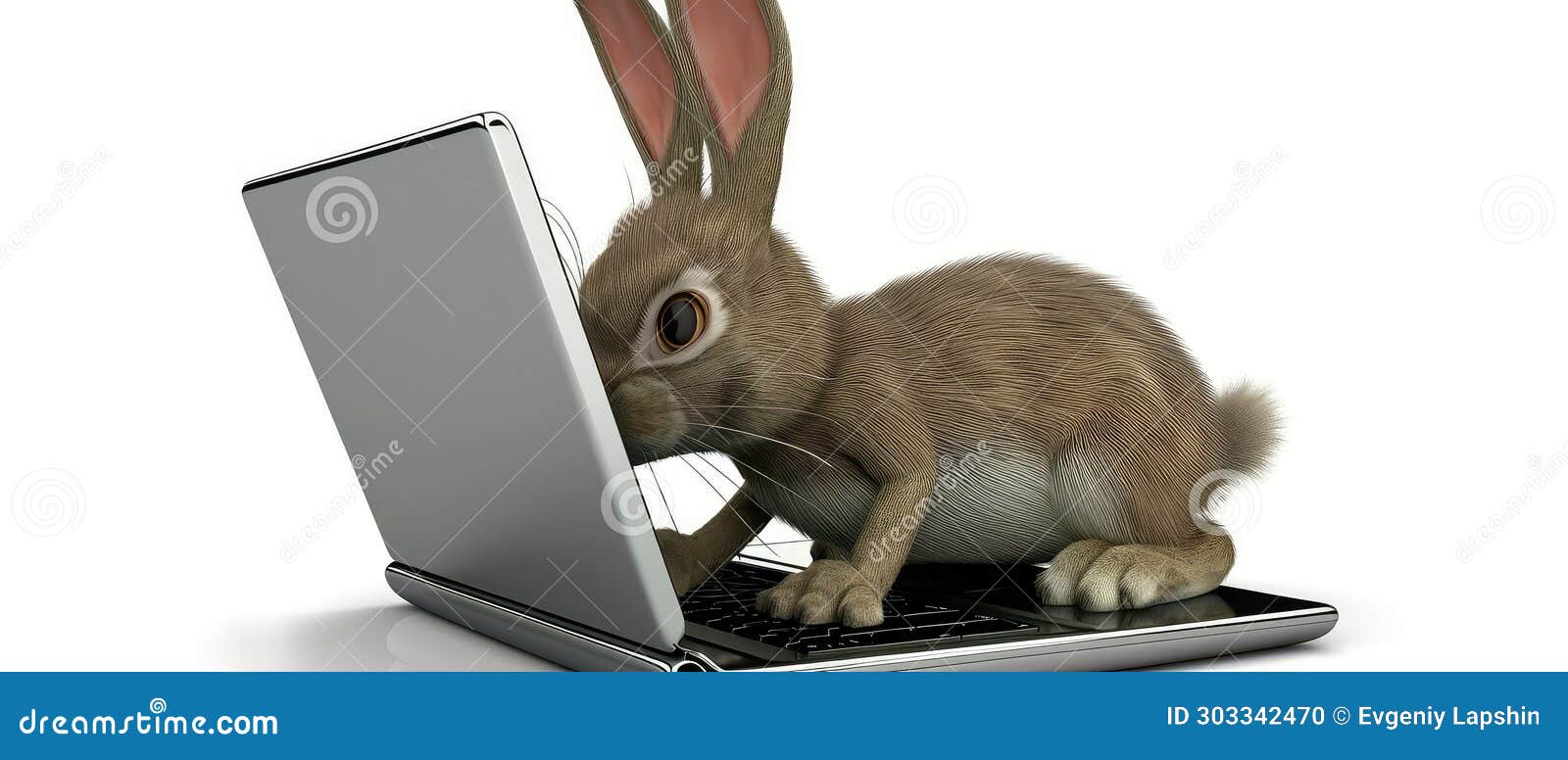 The Easter Bunny Hacker is Working on a Laptop. Generated by AI Stock ...