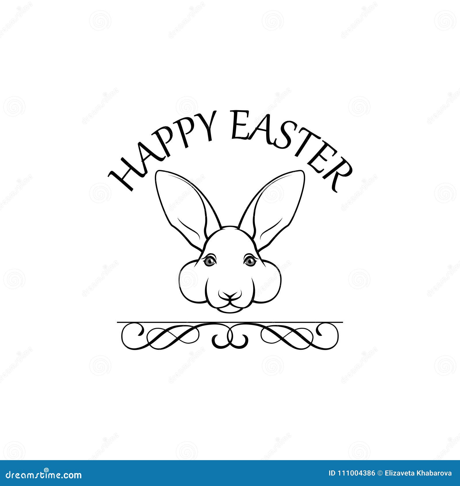 Easter Bunny with a Handwritten Headline Happy Easter . Vector ...