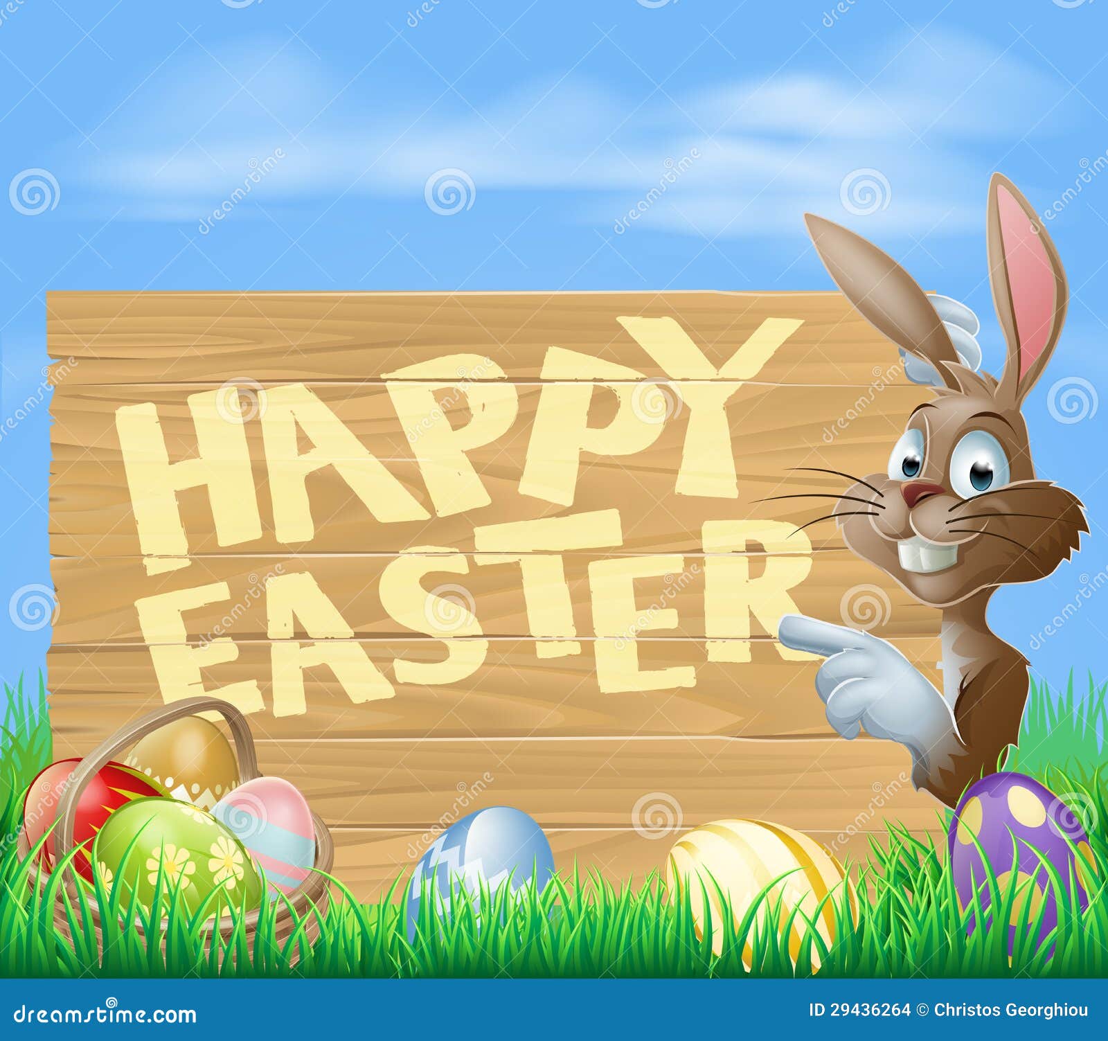 Easter Bunny Happy Easter Sign Stock Vector - Illustration of decorated ...