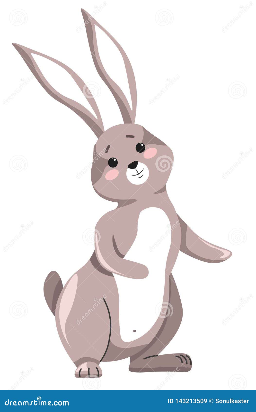Easter Bunny with Happy Emotions and Blush on Face Stock Vector ...