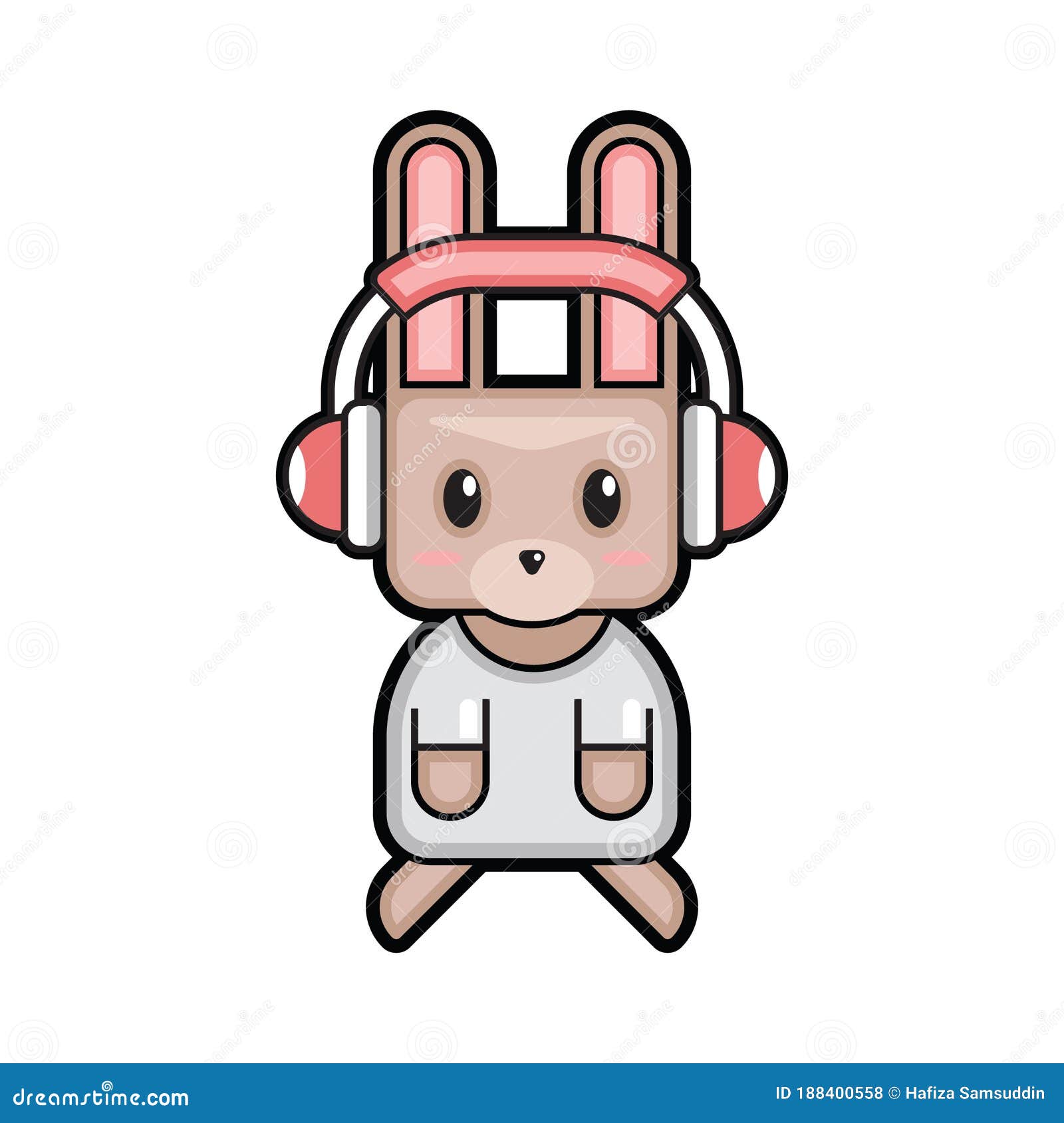 Easter Bunny with Headphones. Vector Illustration Decorative Design ...