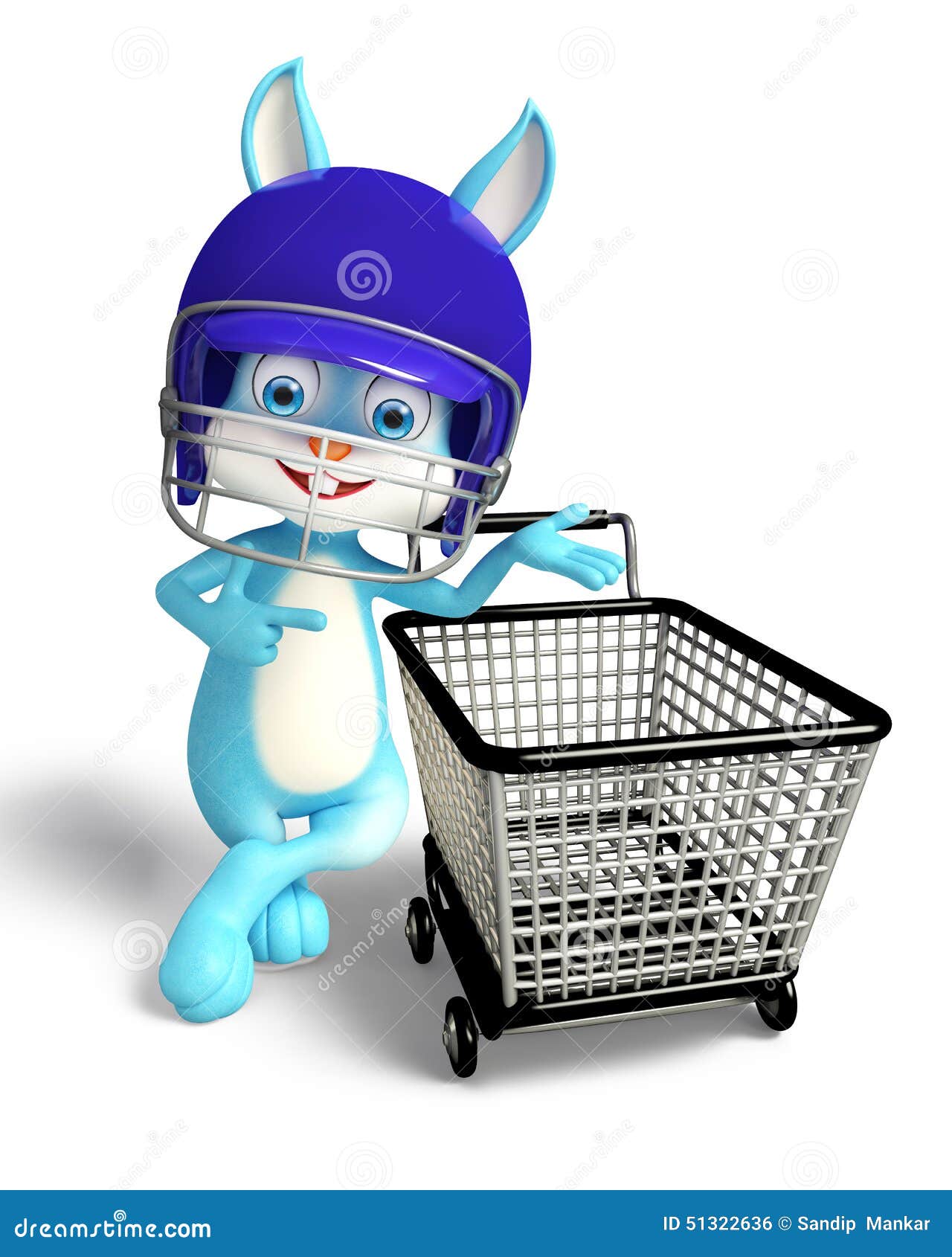 Easter Bunny with Helmet and Shopping Trolley Stock Illustration ...