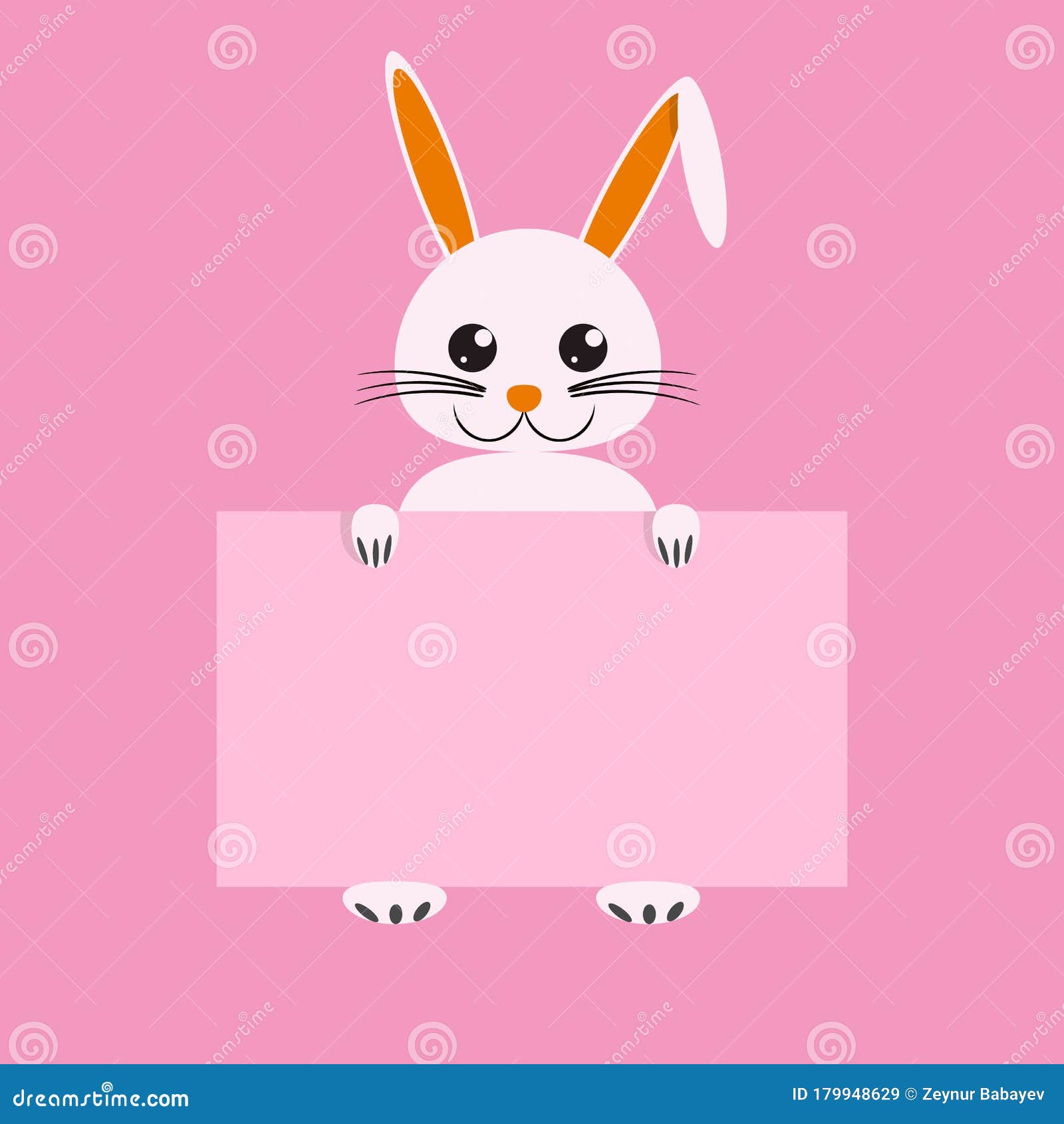 Easter Bunny Holding Blank Board for Your Message Copy Space Design ...
