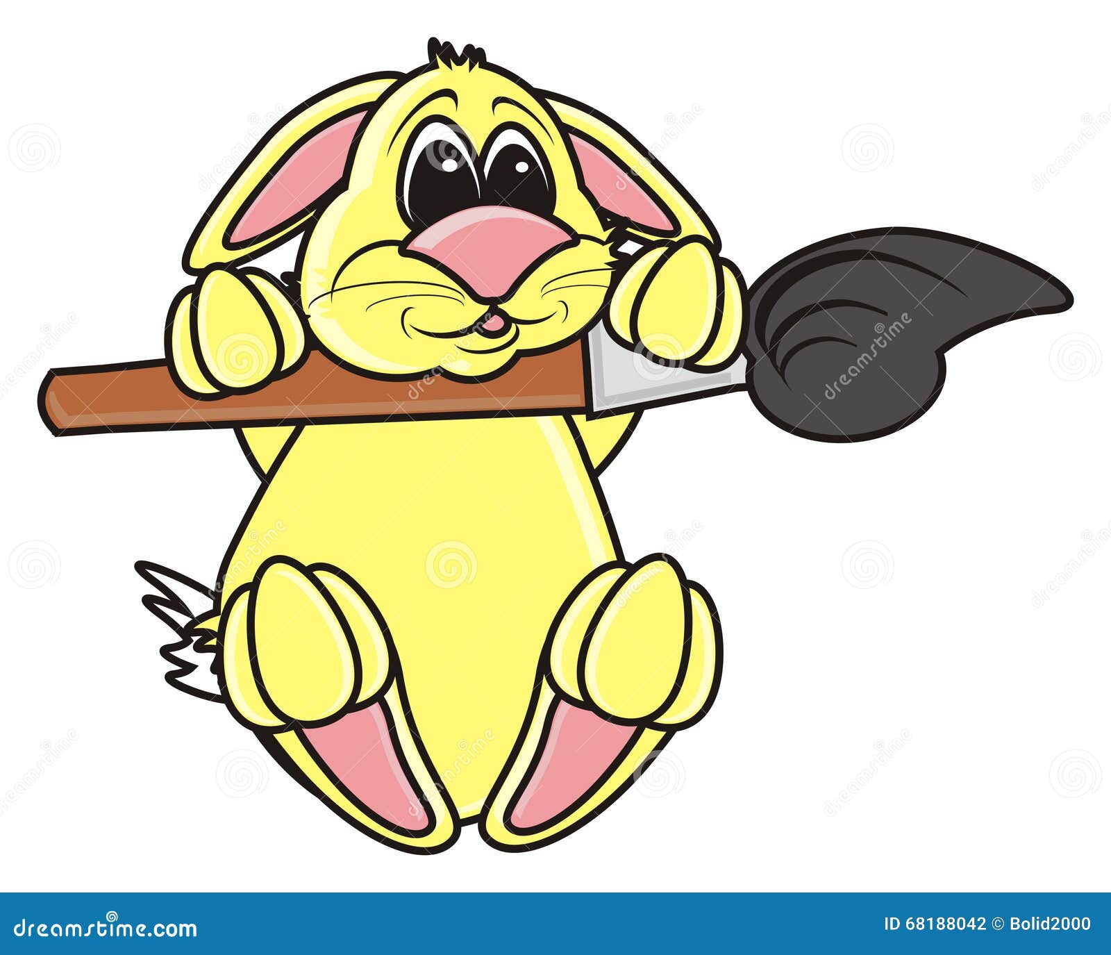 Easter Bunny Holding a Brush Stock Illustration - Illustration of ears ...