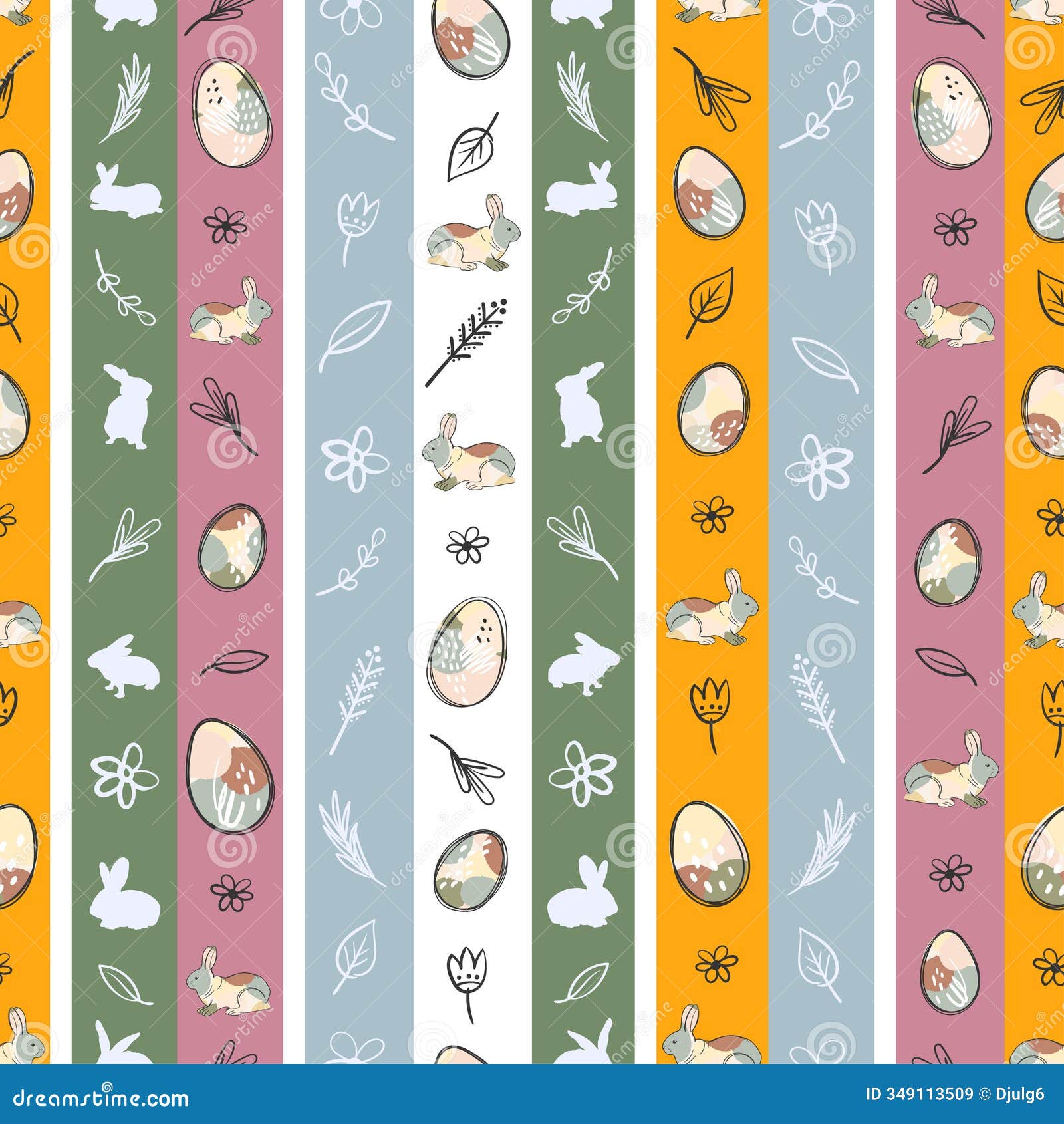 Easter Bunny Holiday Floral Print. Creative Cartoon Easter Pattern ...