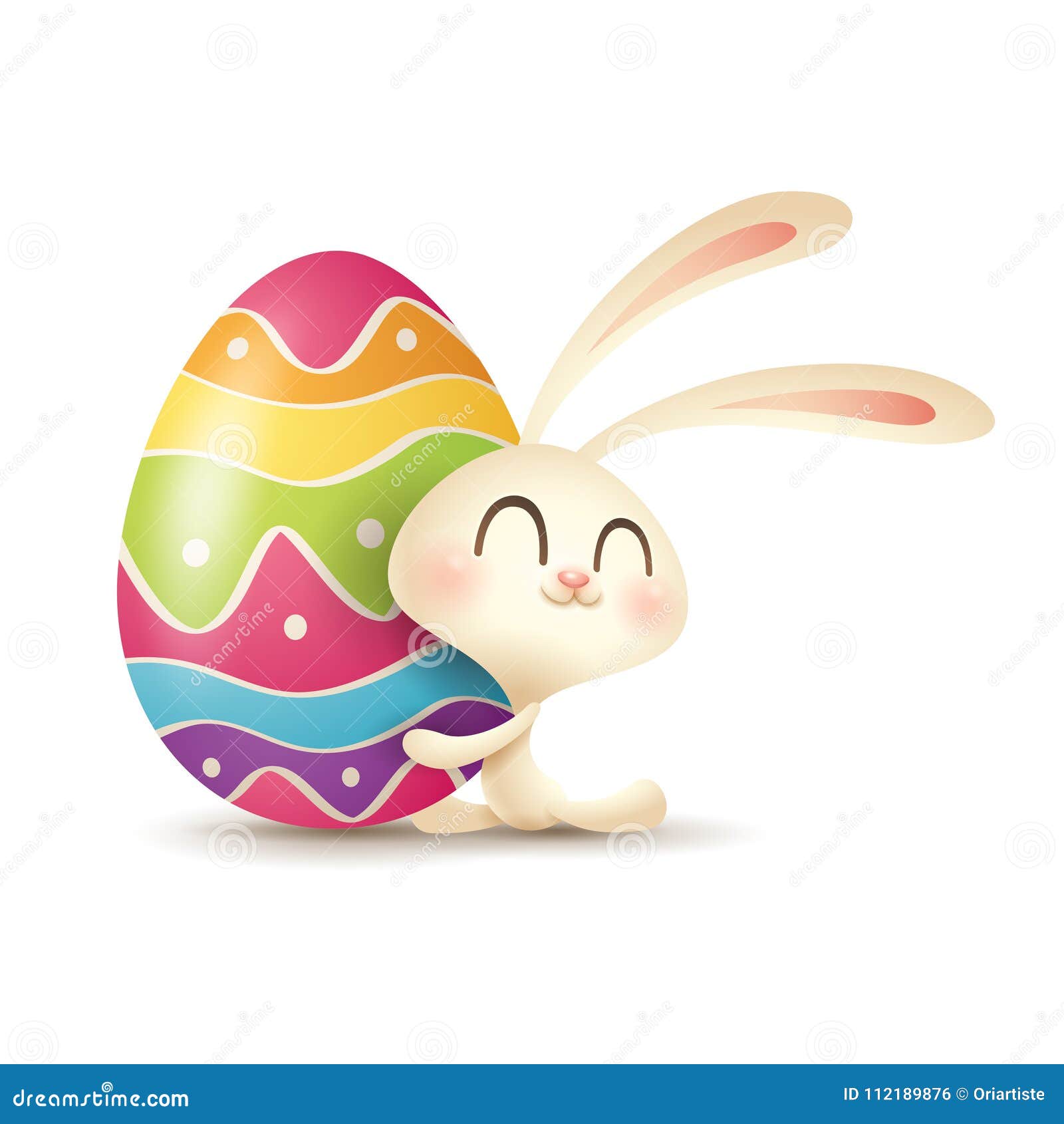 Easter Bunny Hugs a Painted Egg. Stock Vector - Illustration of hare ...
