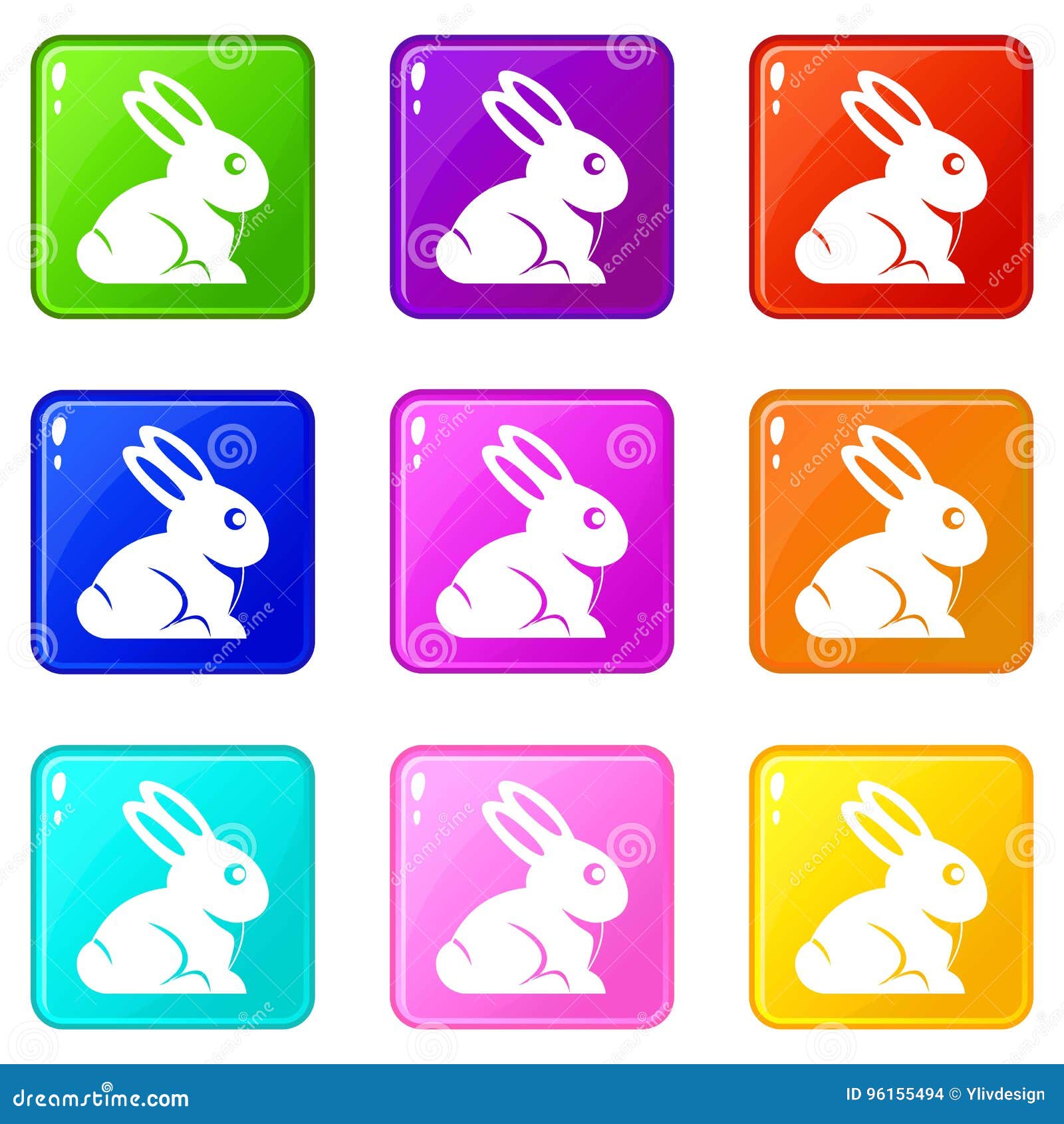 Easter bunny icons 9 set stock vector. Illustration of symbol - 96155494